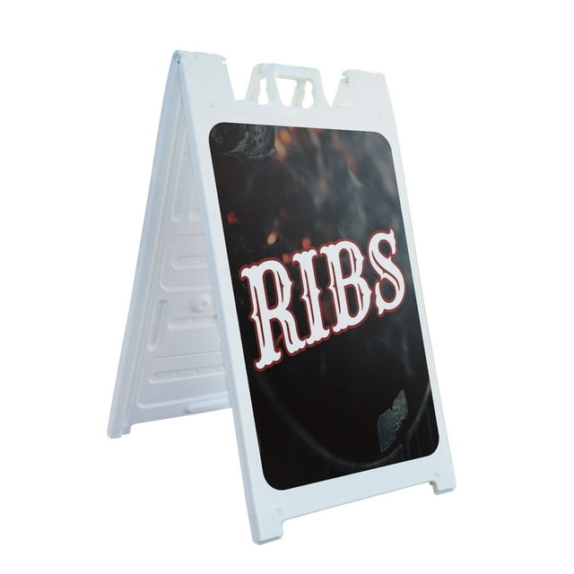 Ribs 24" x 36" Double Sided A-Frame Sidewalk Sign, Includes 2 Installed ...