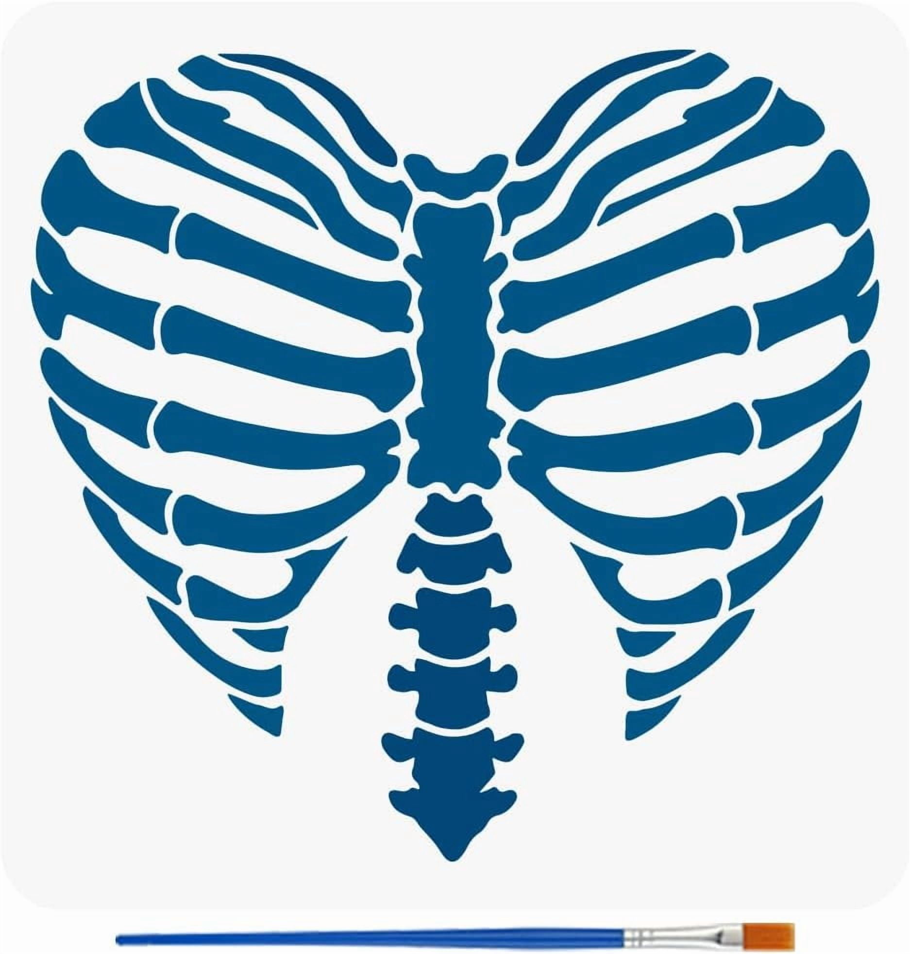 Ribs Painting Stencil with Brush 11.8x11.8inch Heart Shape Ribs Drawing ...