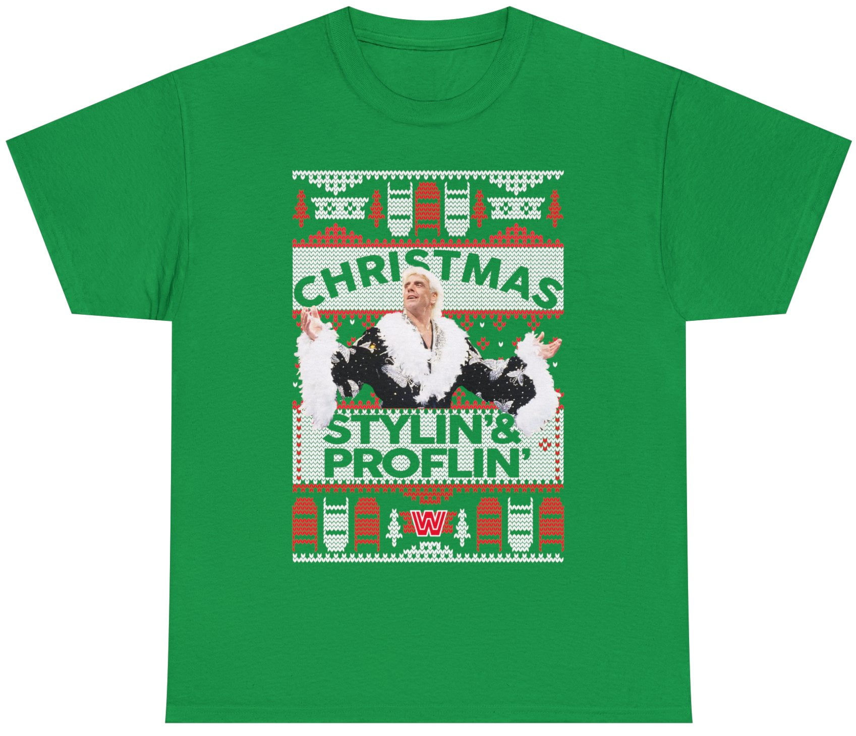Ric Flair Christmas Stylin and Proflin Flair WWE Mens Green T-shirt ...