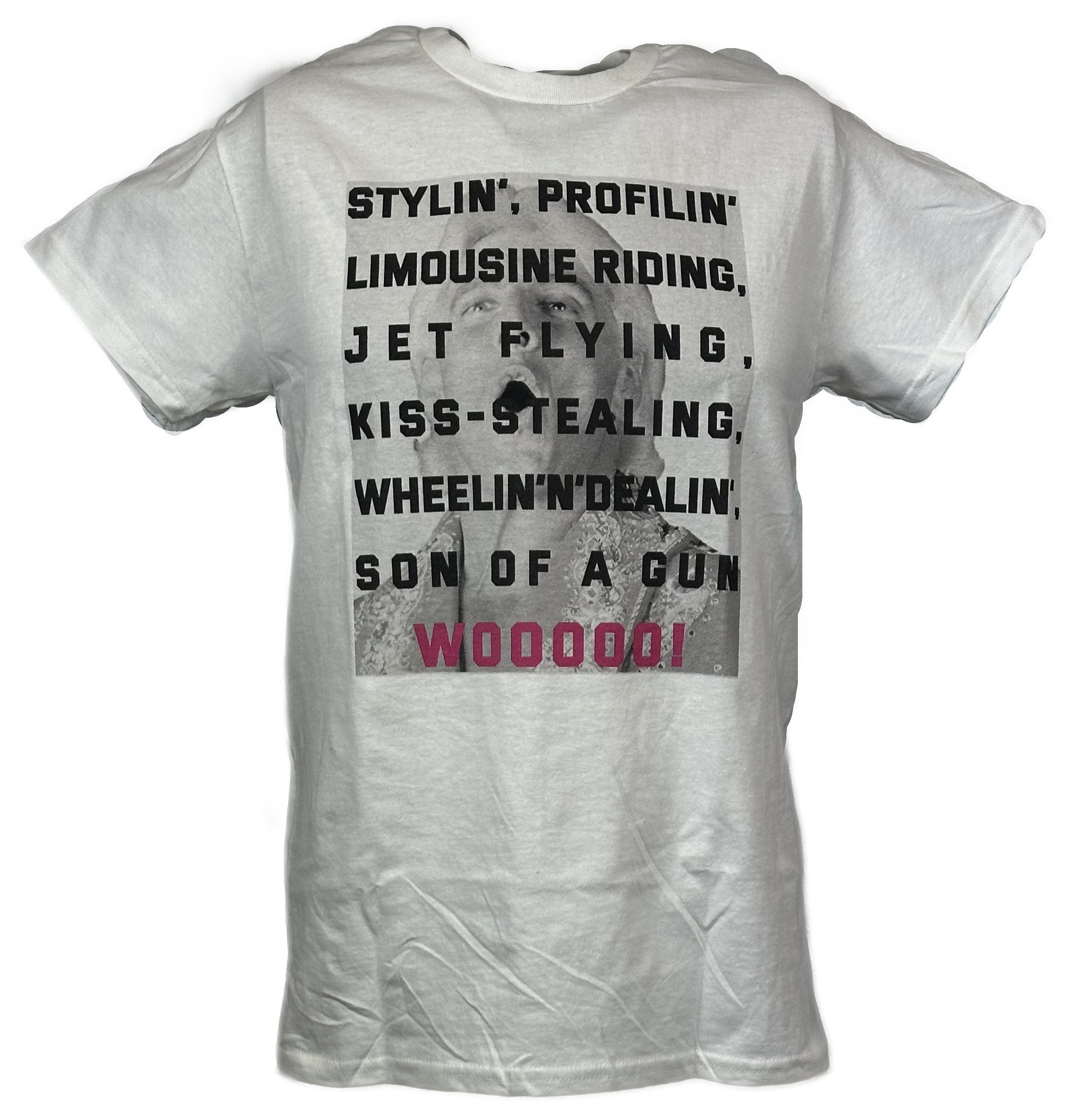 Ric Flair Limousine Riding Jet Flying Kiss Stealing Mens White T-shirt ...