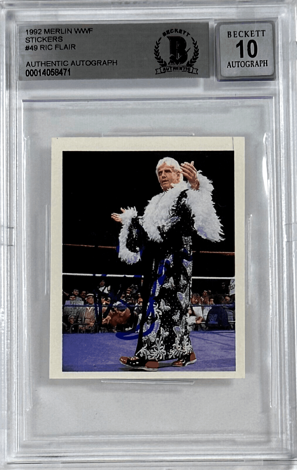Ric Flair Signed 1992 Merlin WWF Sticker Card #49 Beckett Auto 10 ...