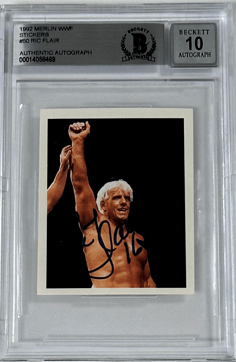 Ric Flair Signed 1992 Merlin WWF Sticker Card #50 Beckett Auto 10 ...