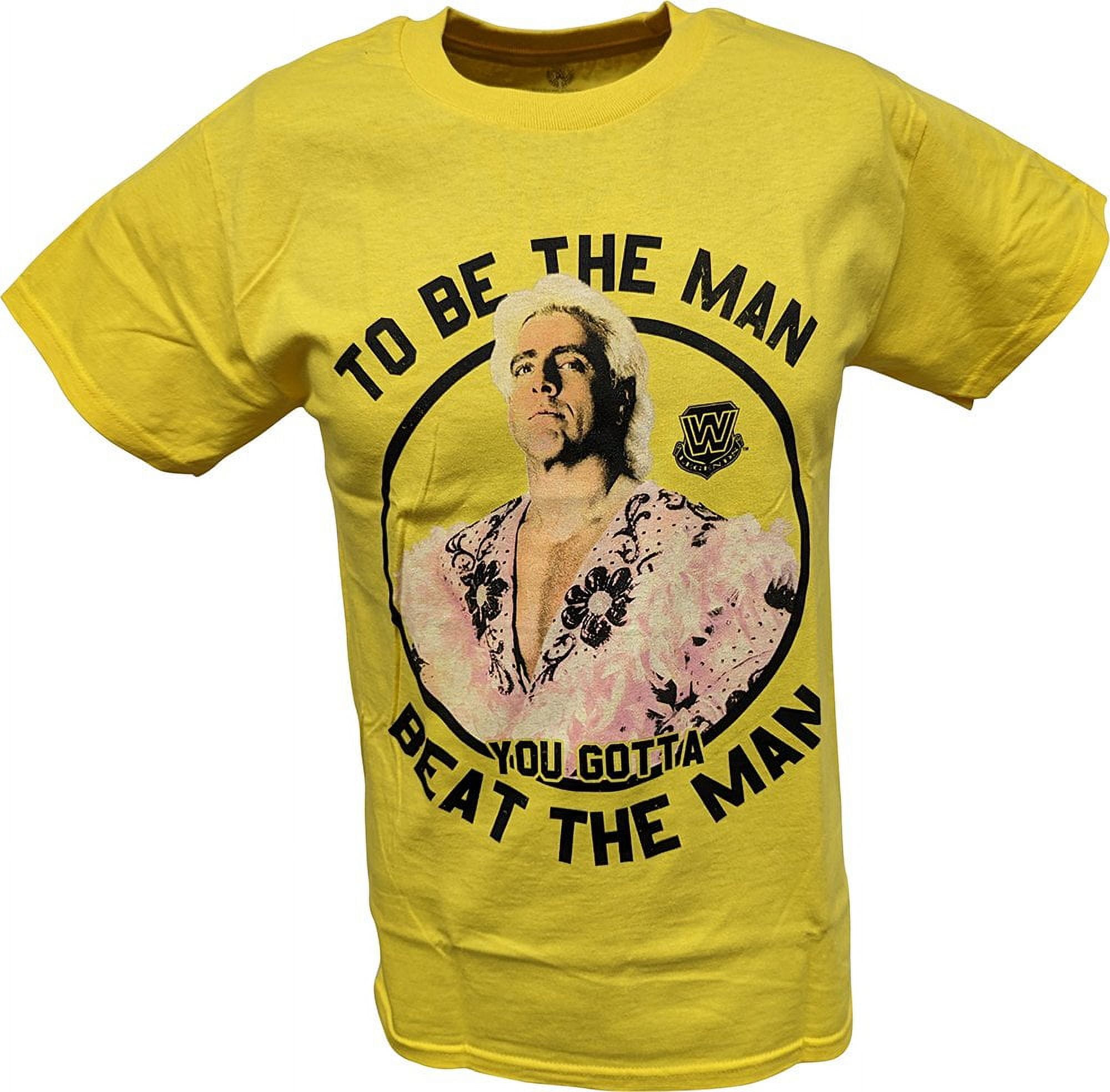 Ric Flair To Be The Man You Gotta Beat The Man WWE Mens Yellow T-shirt ...