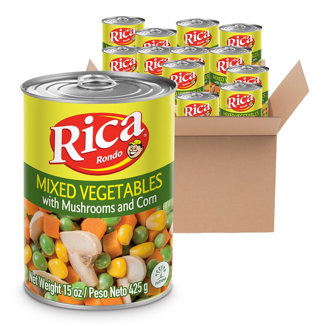Rica Mixed Vegetables Mushroom Can, 15 oz, Pack Of 12 - Walmart.com