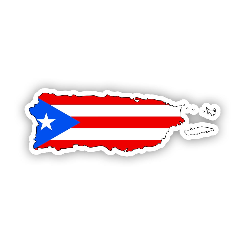 Rican Shaped Puerto Rico Flag Sticker Decal - Self Adhesive Vinyl ...