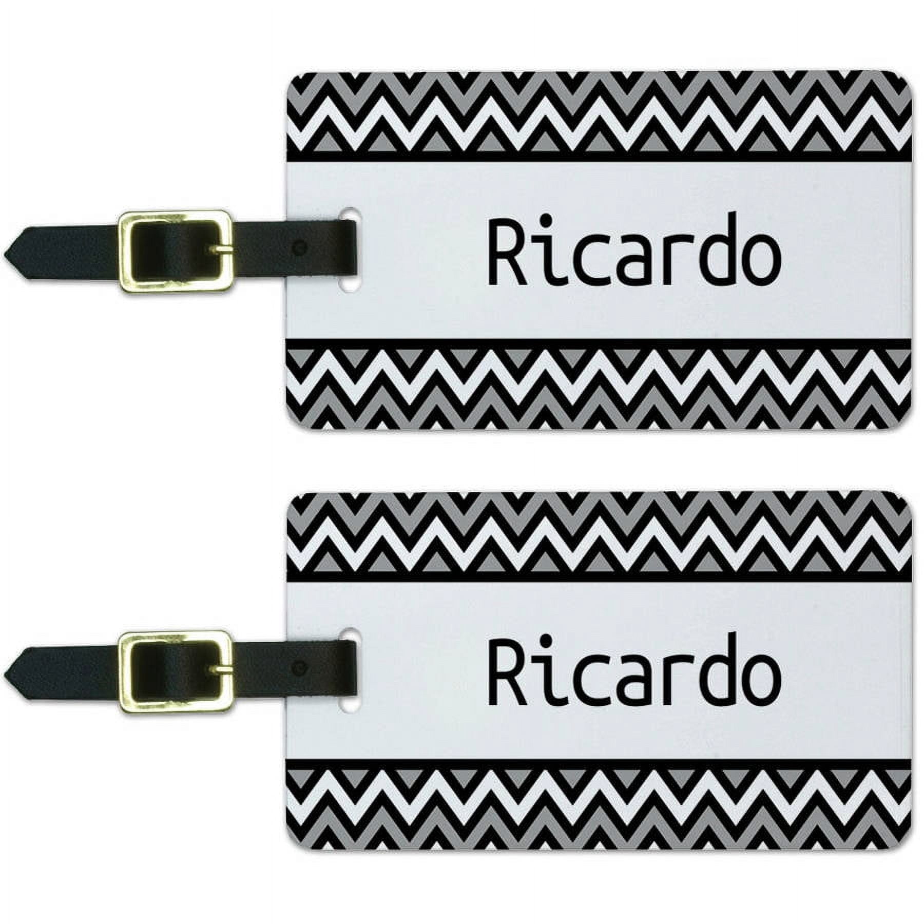 Ricardo Black and Grey Chevrons Luggage Suitcase Carry-On ID Tags, Set ...
