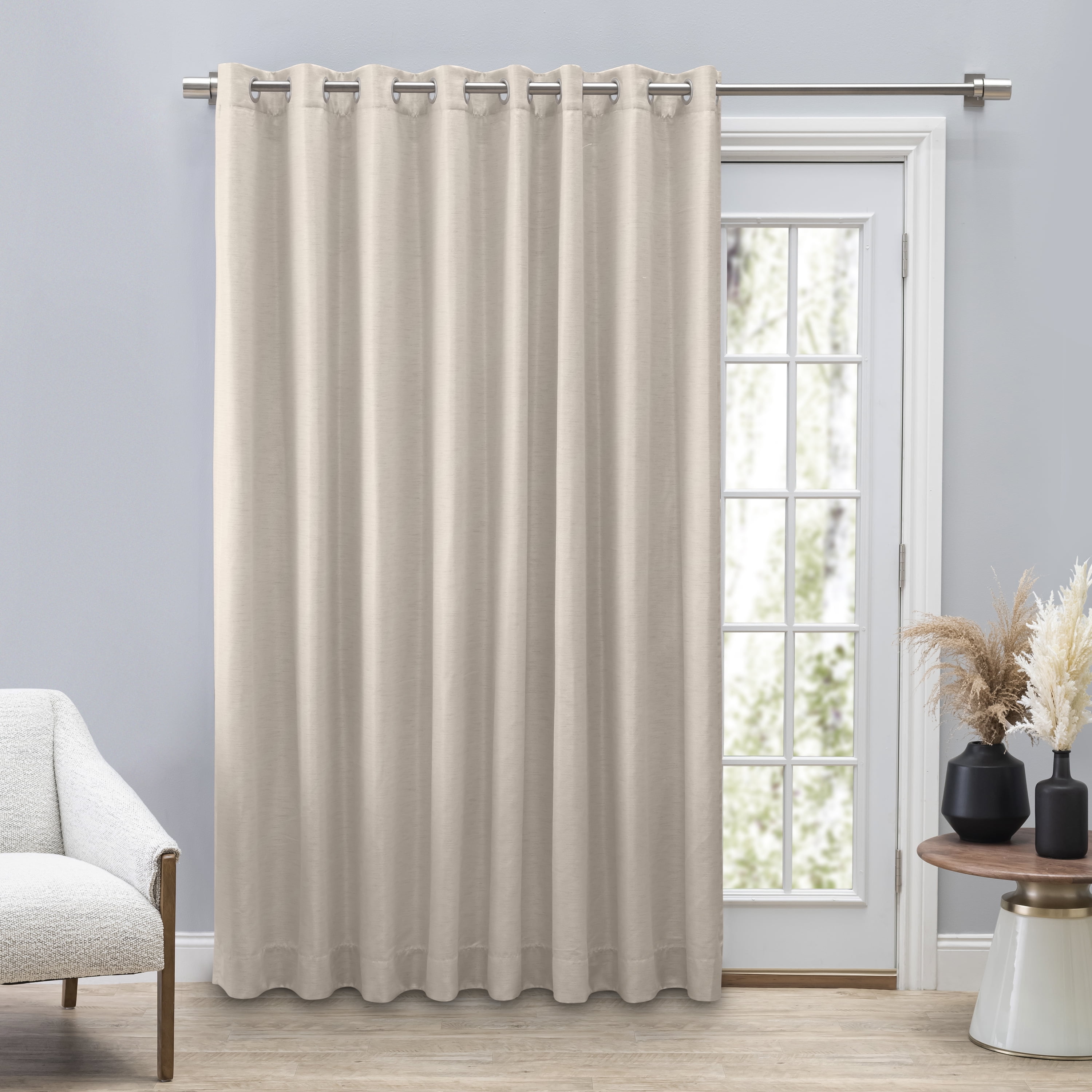 Ricardo Grasscloth Lined Grommet Patio Panel w/Wand - Walmart.com