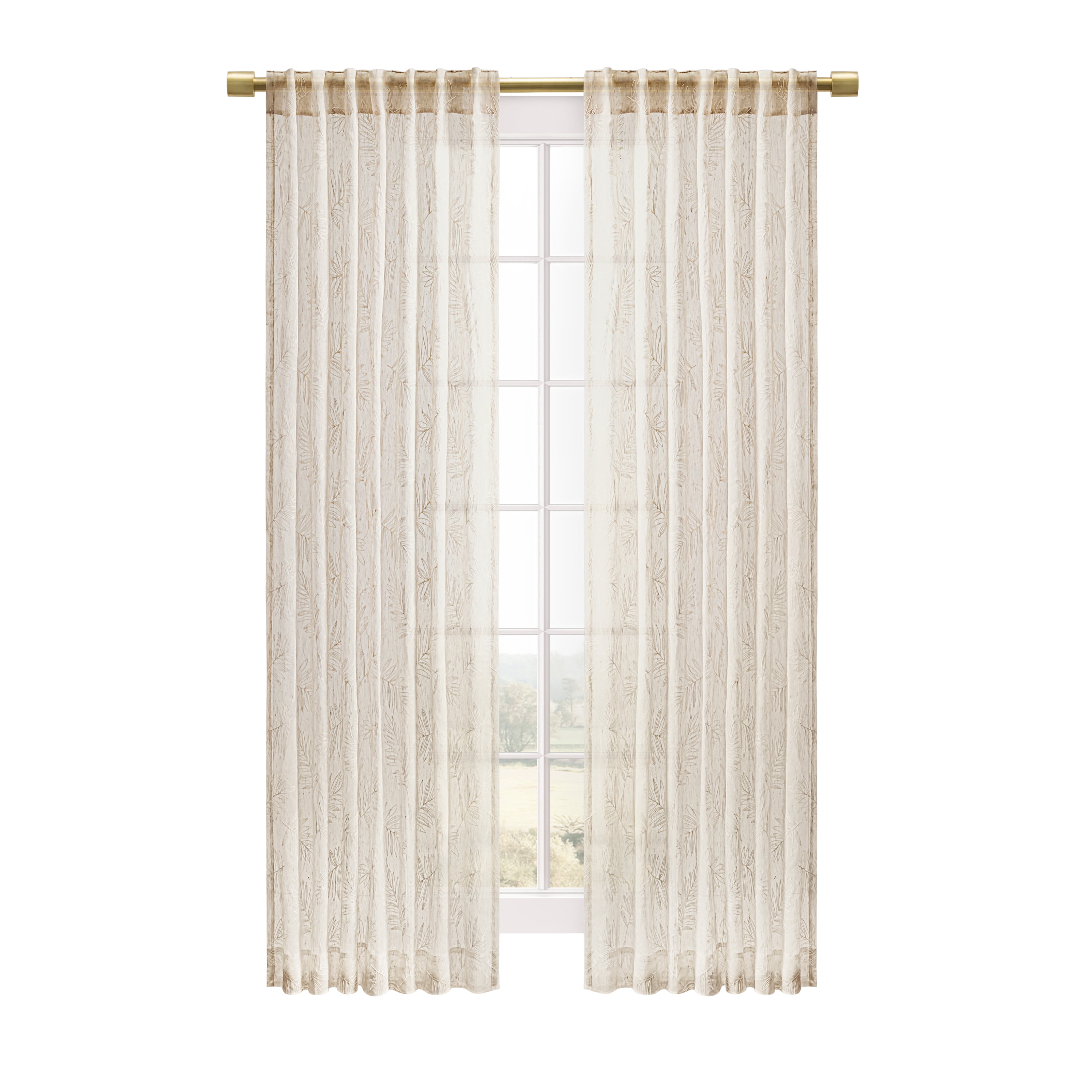 Ricardo Sheer Leaf Rod Pocket With Back Tab Panel - Walmart.com