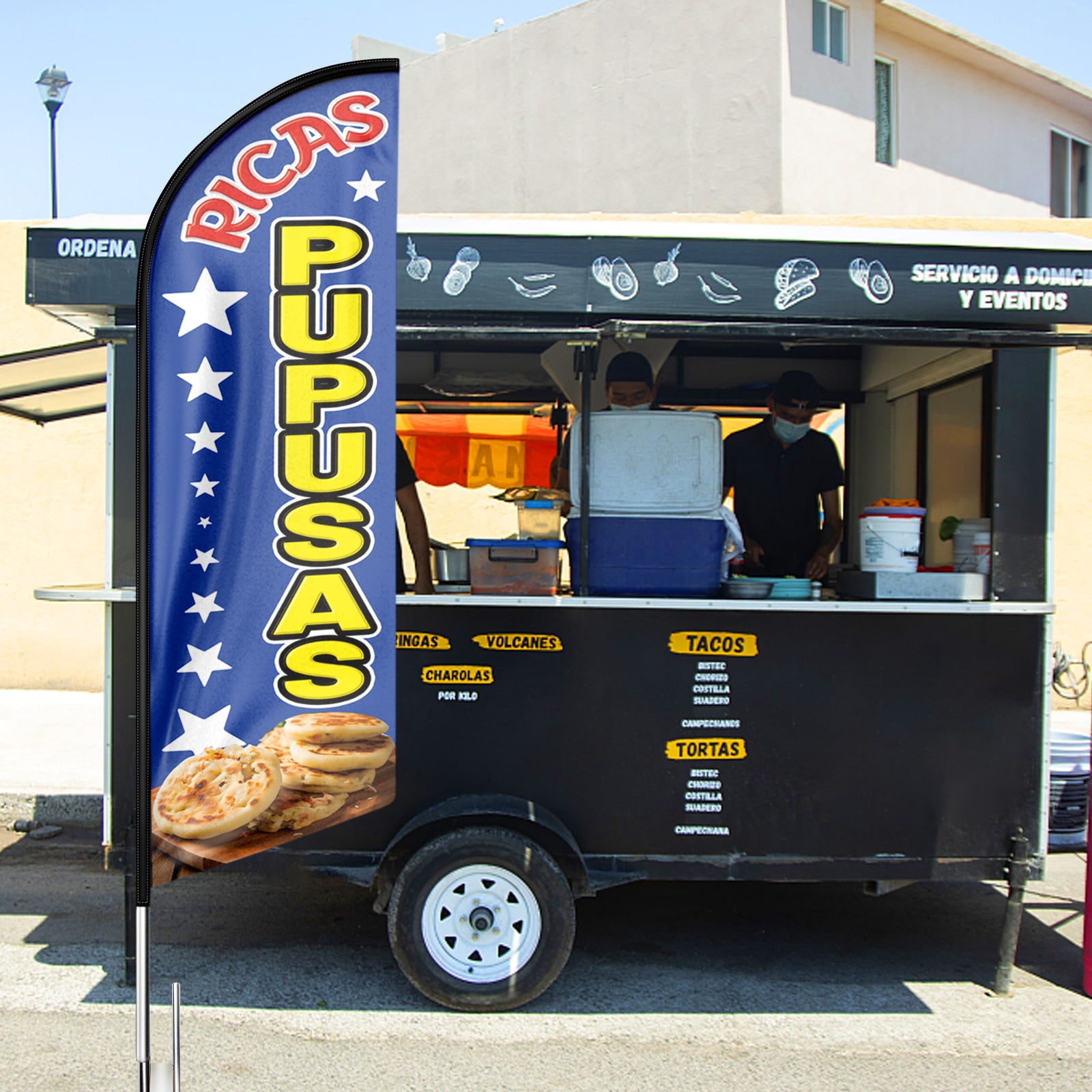 Ricas Pupusas Sign Feather Flag,8FT Ricas Pupusas outdoor advertising ...