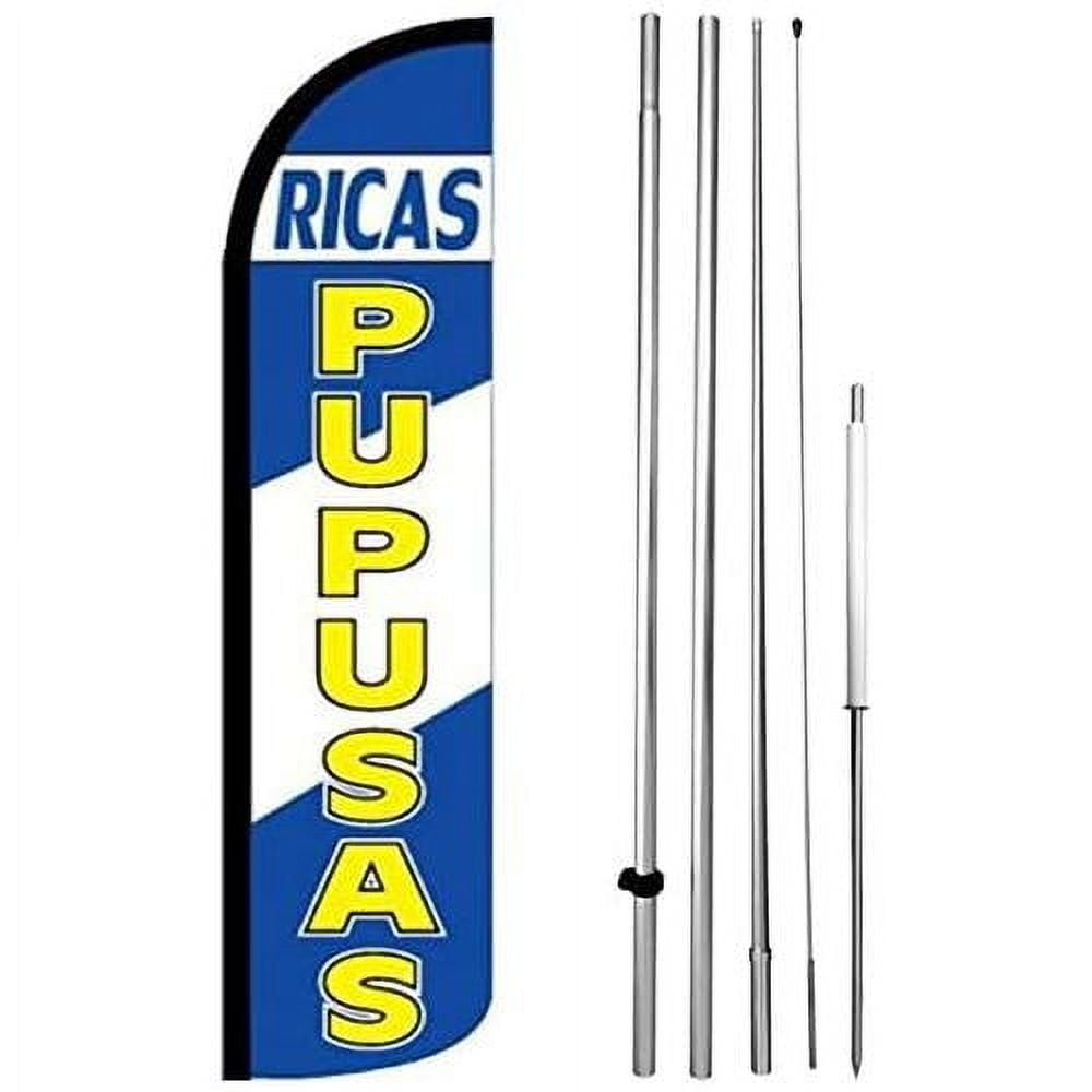 Ricas Pupusas Windless Feather Swooper Flag Banner Sign Kit Bz H