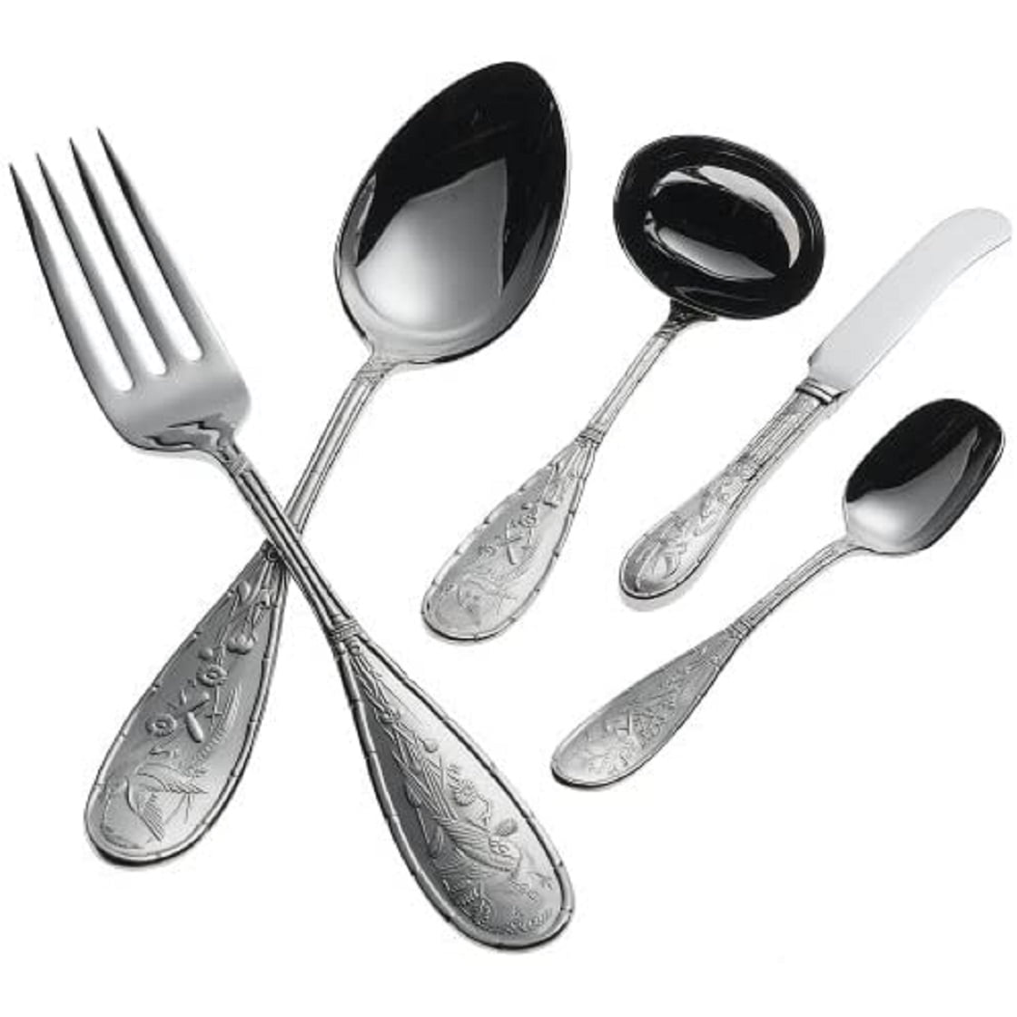 Ricci Argentieri Japanese Bird 18/10 Stainless Steel 5pc. Hostess Set ...