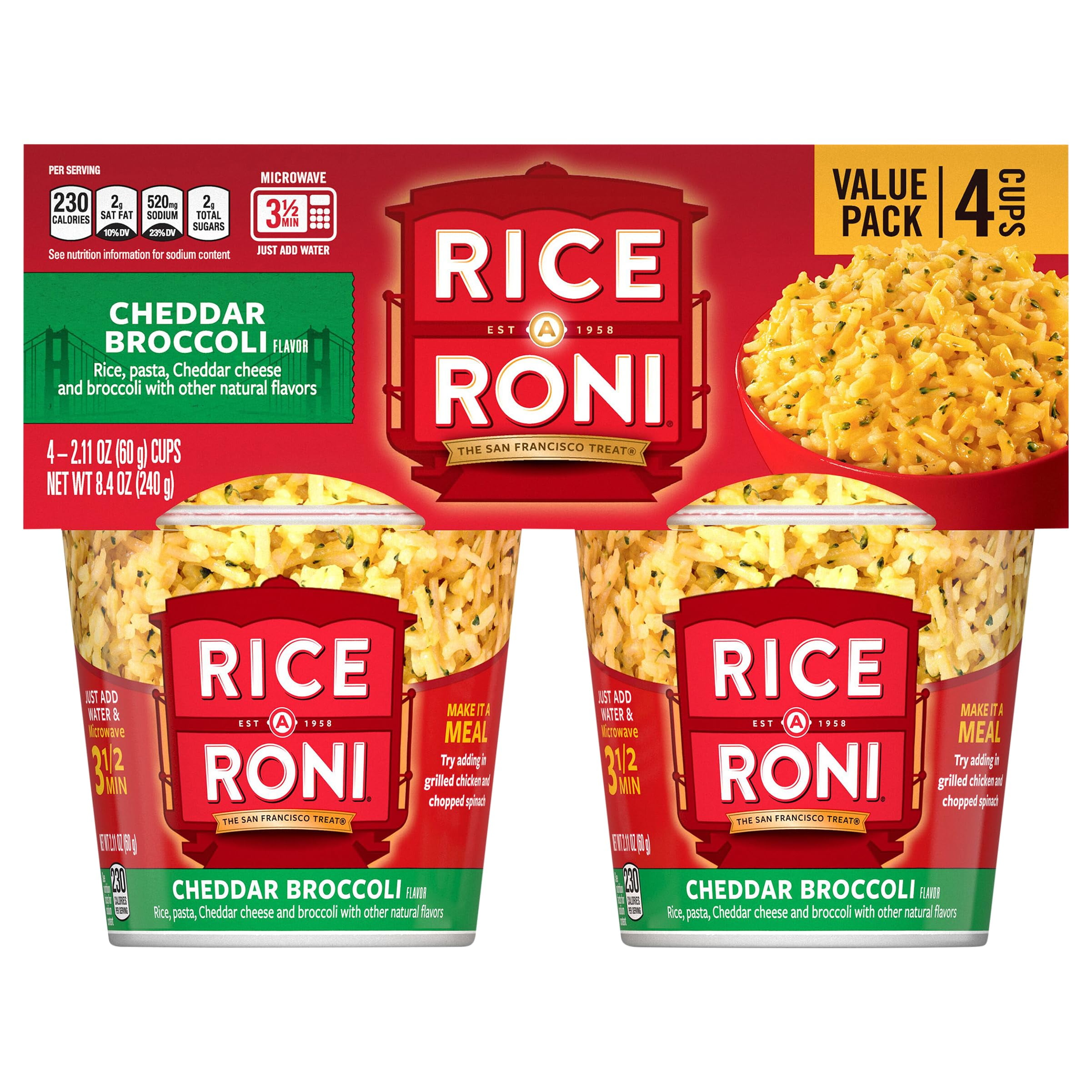 Rice A Roni 4pk Cups-Cheddar Broccoli - Walmart.com