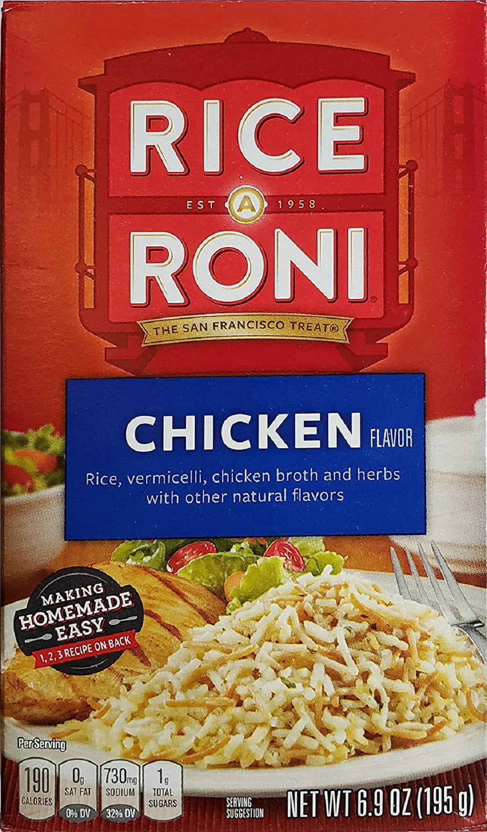 Rice-A-Roni Chicken Flavor Food Meal Box, Quick Cook 6.9oz (6 Pack ...