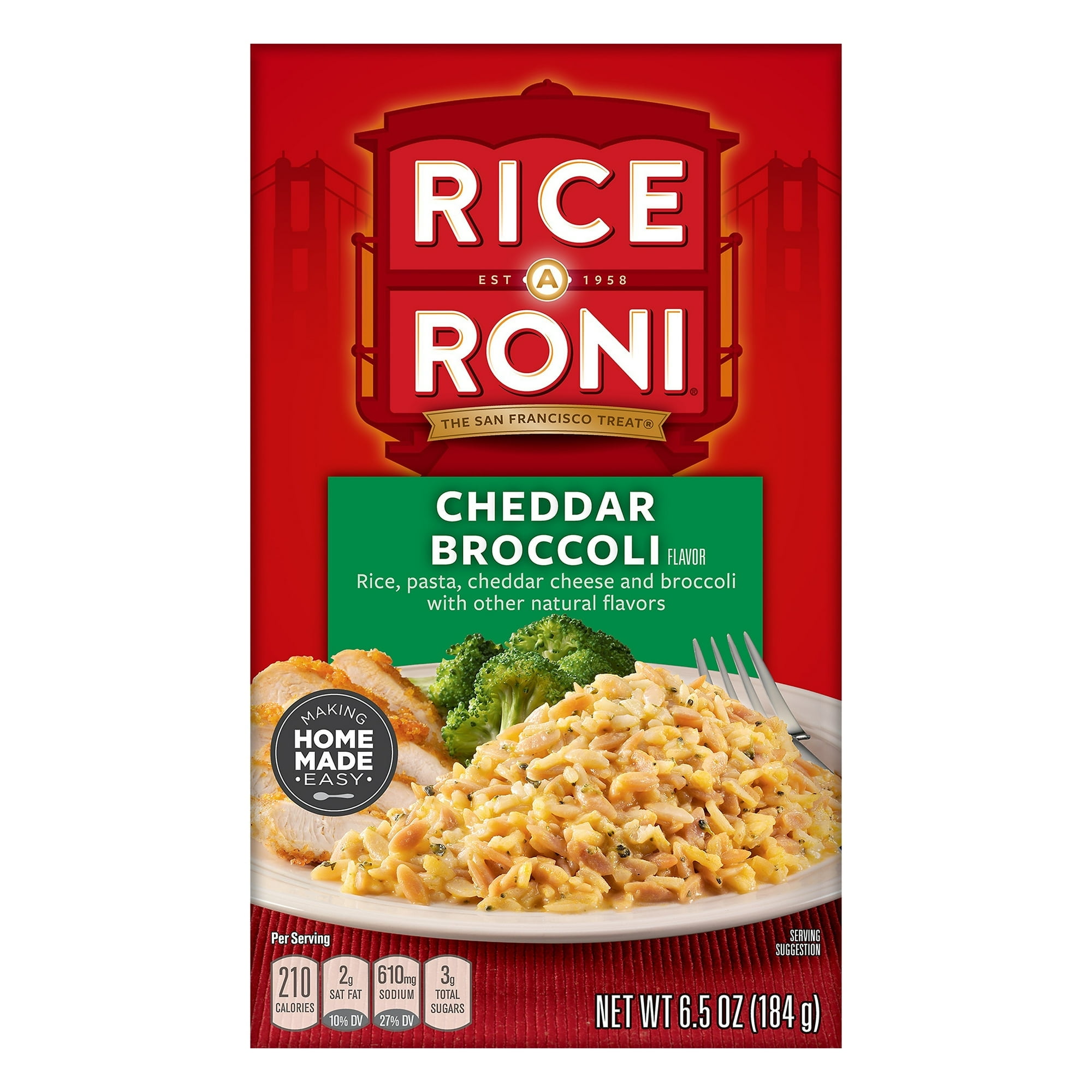 Rice-A-Roni Cheddar Broccoli Flavor Rice, 6.5 oz Cardboard Box ...