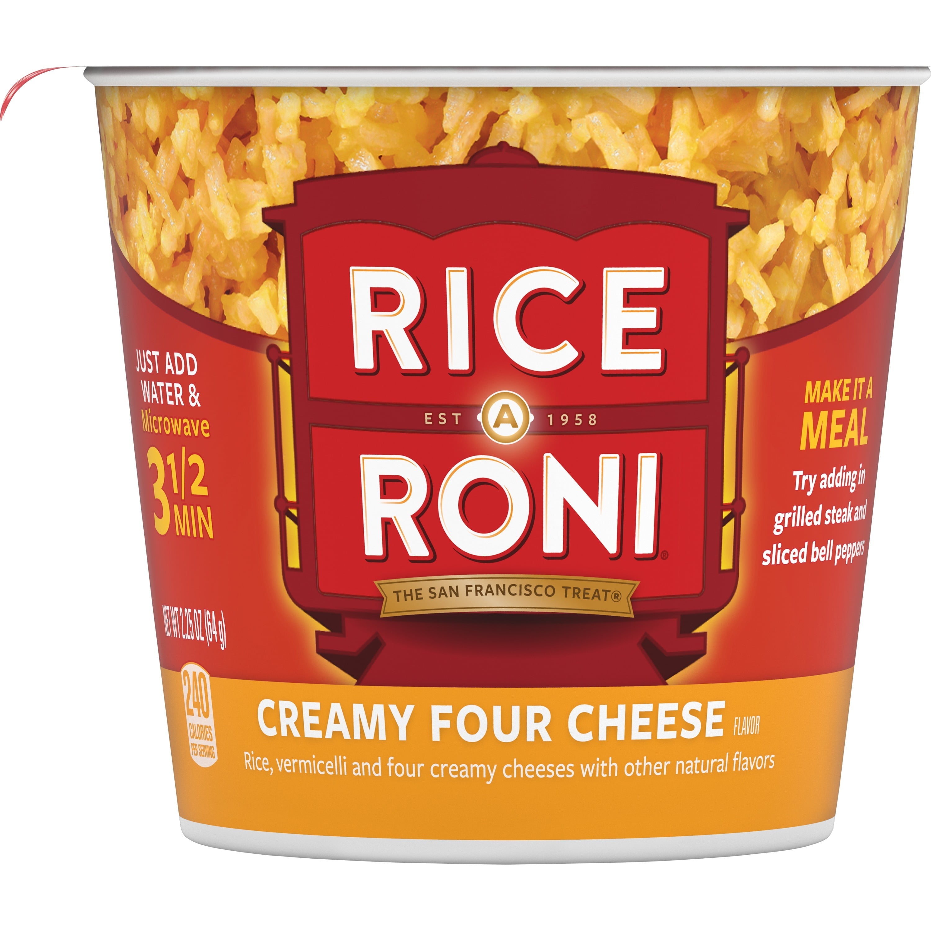 Rice-A-Roni Creamy Four Cheese Rice Cup, Cheesy Microwaveable Snack ...