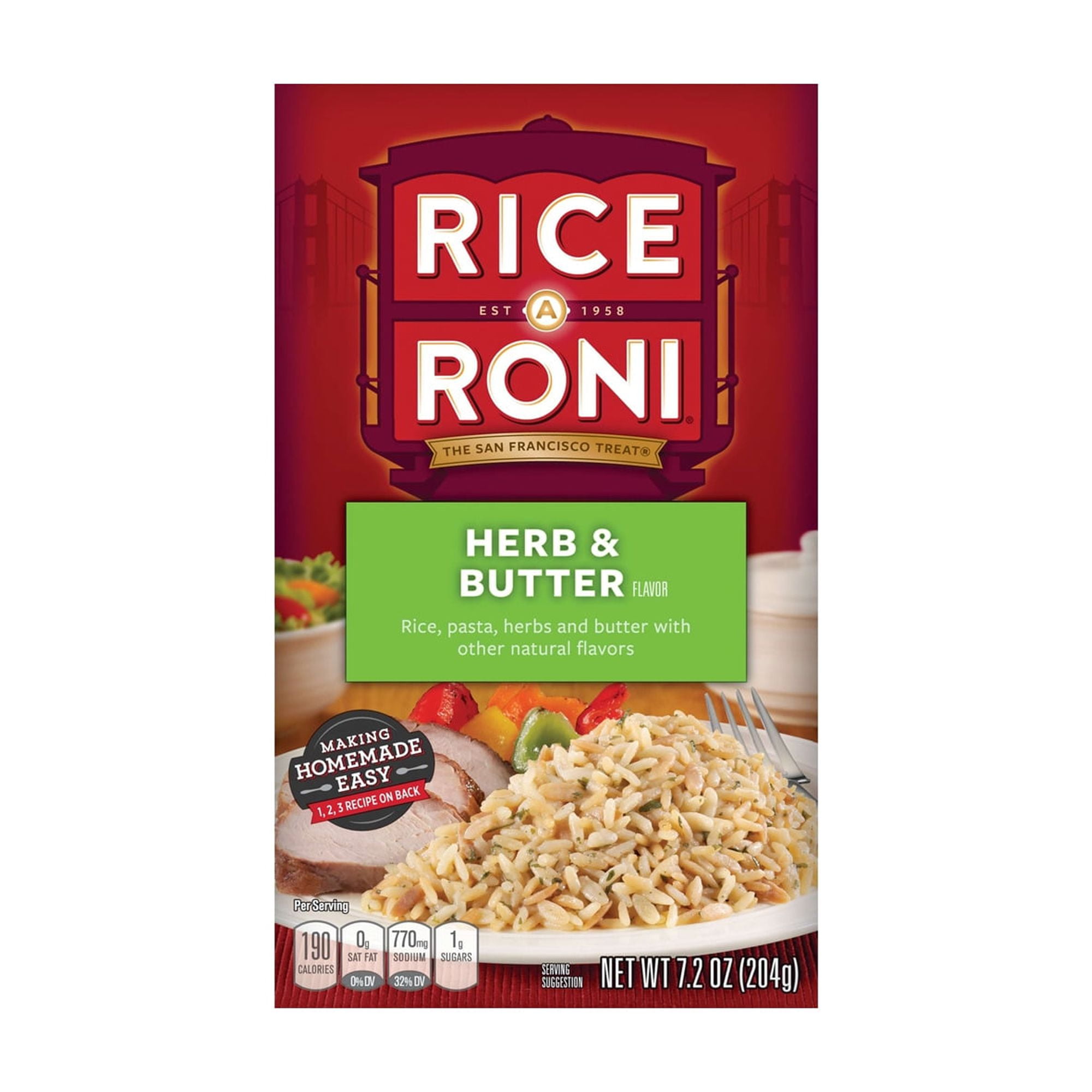 Rice-A-Roni Rice & Pasta Mix, Herb & Butter, 7.2 oz Box (Pack of 4 ...
