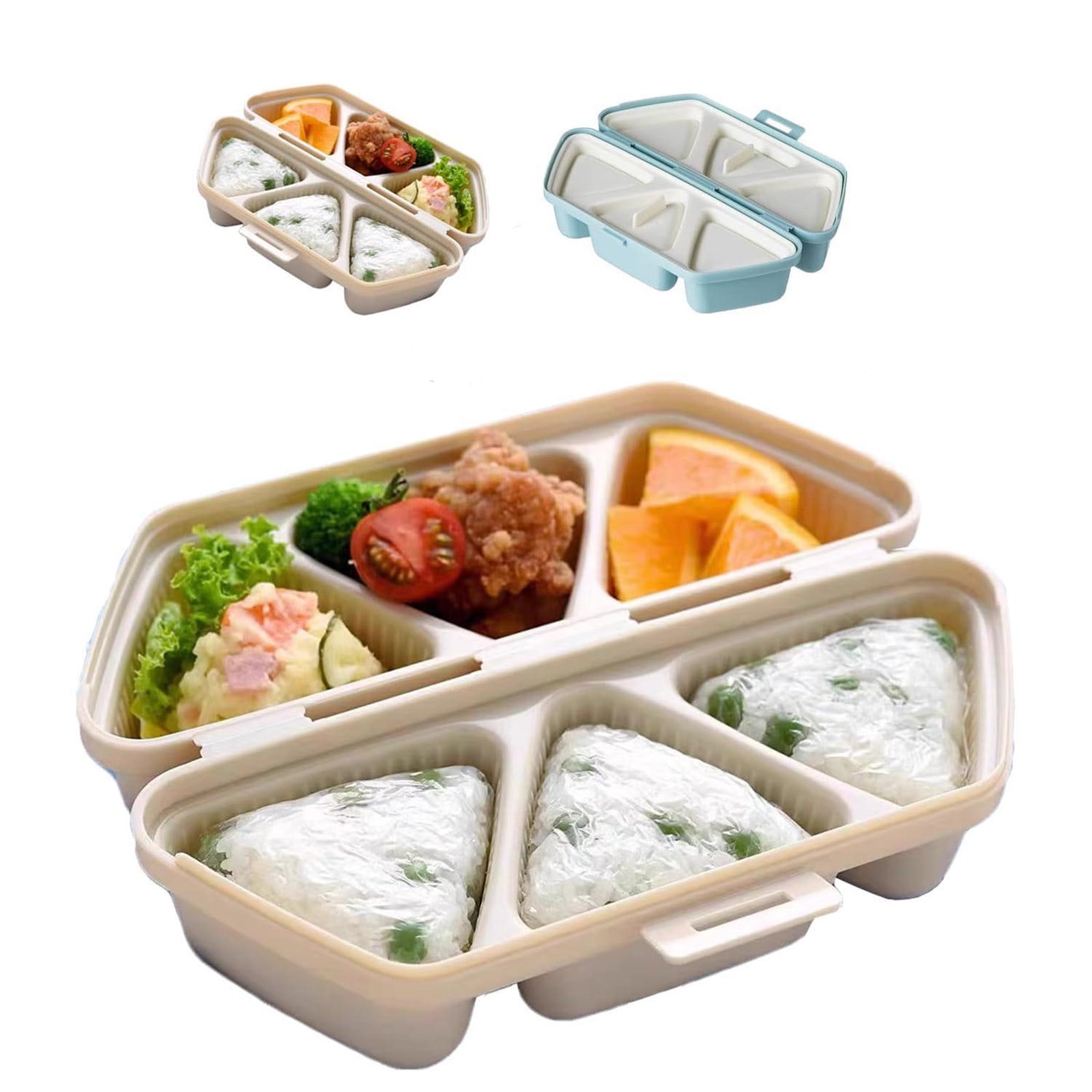Rice Ball Mold 6-Cavity Food- Bento Box | Triangular & Heart Shapes ...
