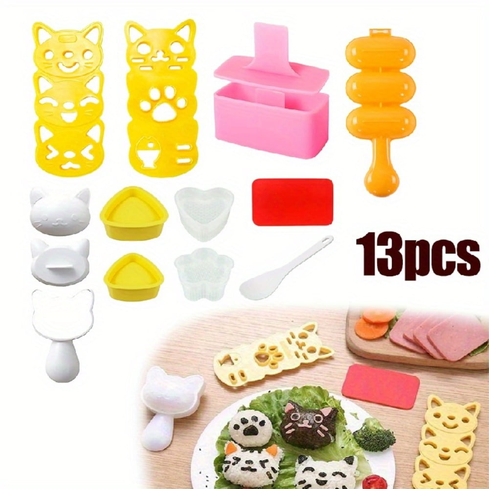 Rice Ball Mold Kit for Kids, Cat Sushi Maker with Musubi Press ...
