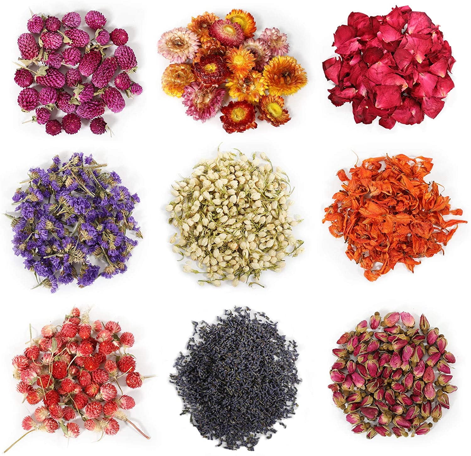 Natural Dried Flower Herbs Kit - 9Bag Includes Lavender, Rose Petals ...