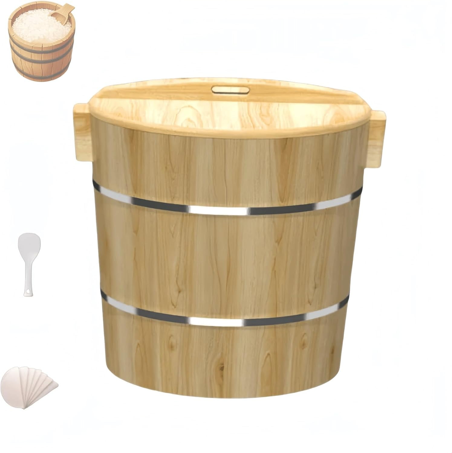 Rice Barrel, Rice Steaming Barrel, Rice Mixing Barrel, Wooden Storage ...