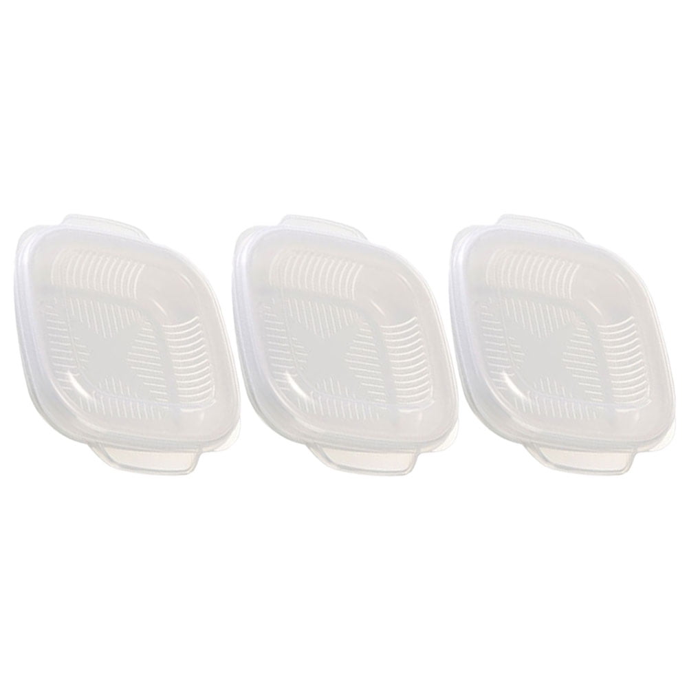 Rice Box 3 Pcs Cooked Container Refrigerator Fridge Micro-wave Oven ...