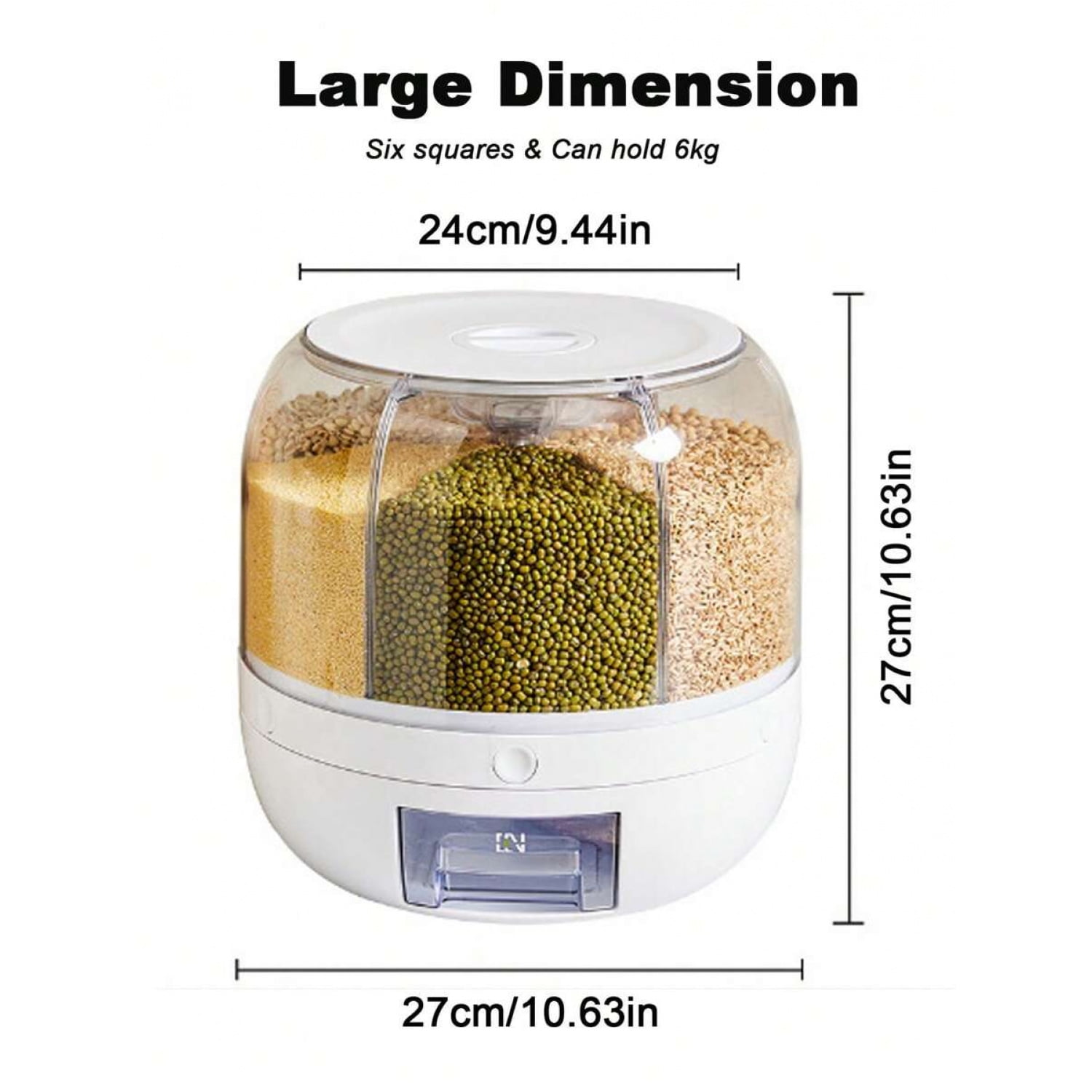Rice Bucket Divided Into Compartments,Rotating Five Grains And ...
