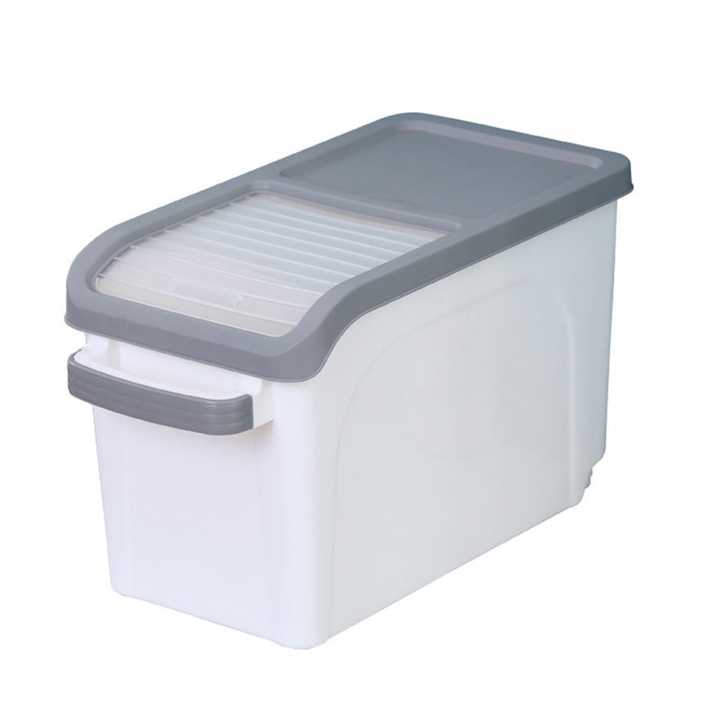 Rice Bucket, Household 15kg Rice Bucket Plastic Rice Container (Gray ...