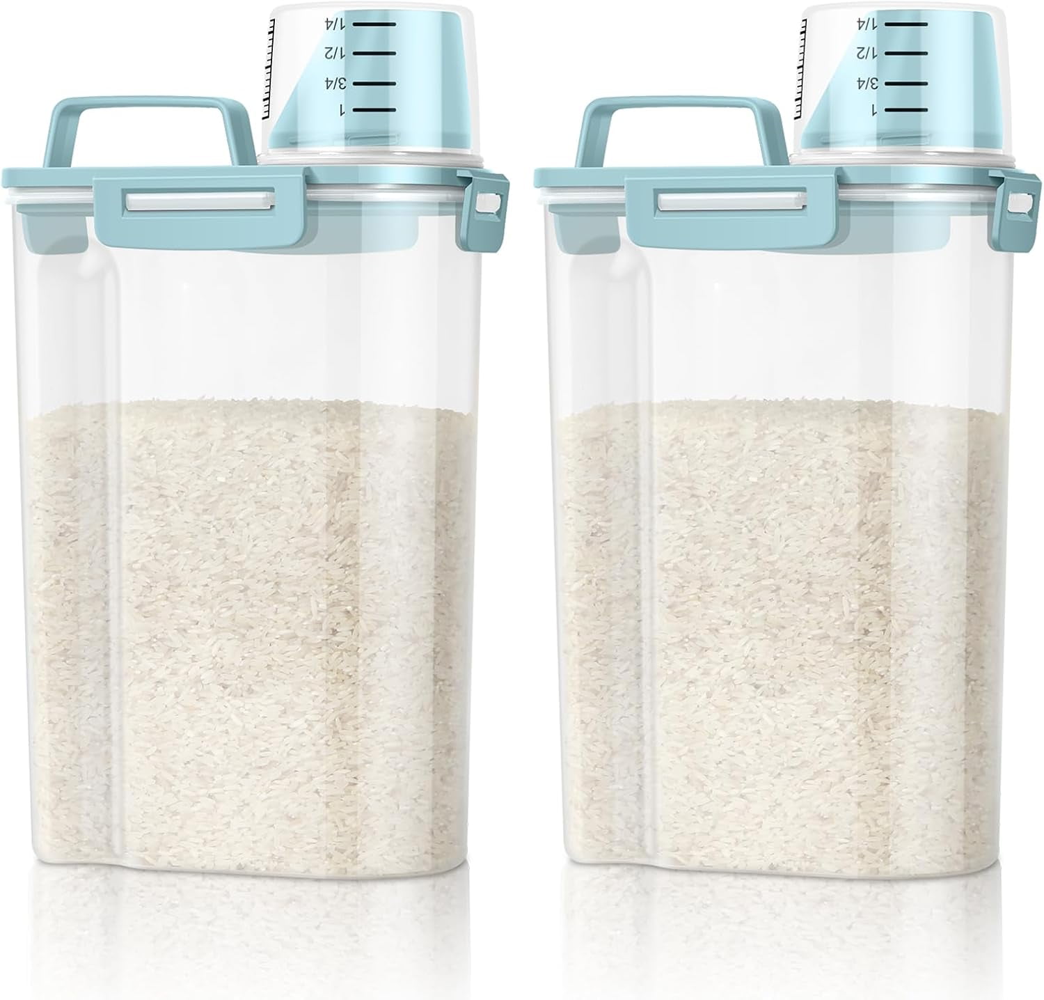 Rice Container Cereal Storage Container 2 Pack 5 Lbs, Plastic Kitchen ...