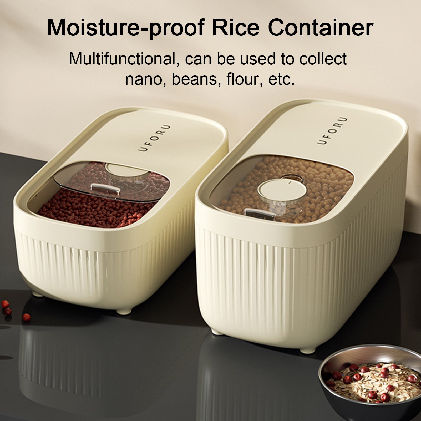 Rice Container Clear Visible Dustproof Lid Large Capacity Airtight ...