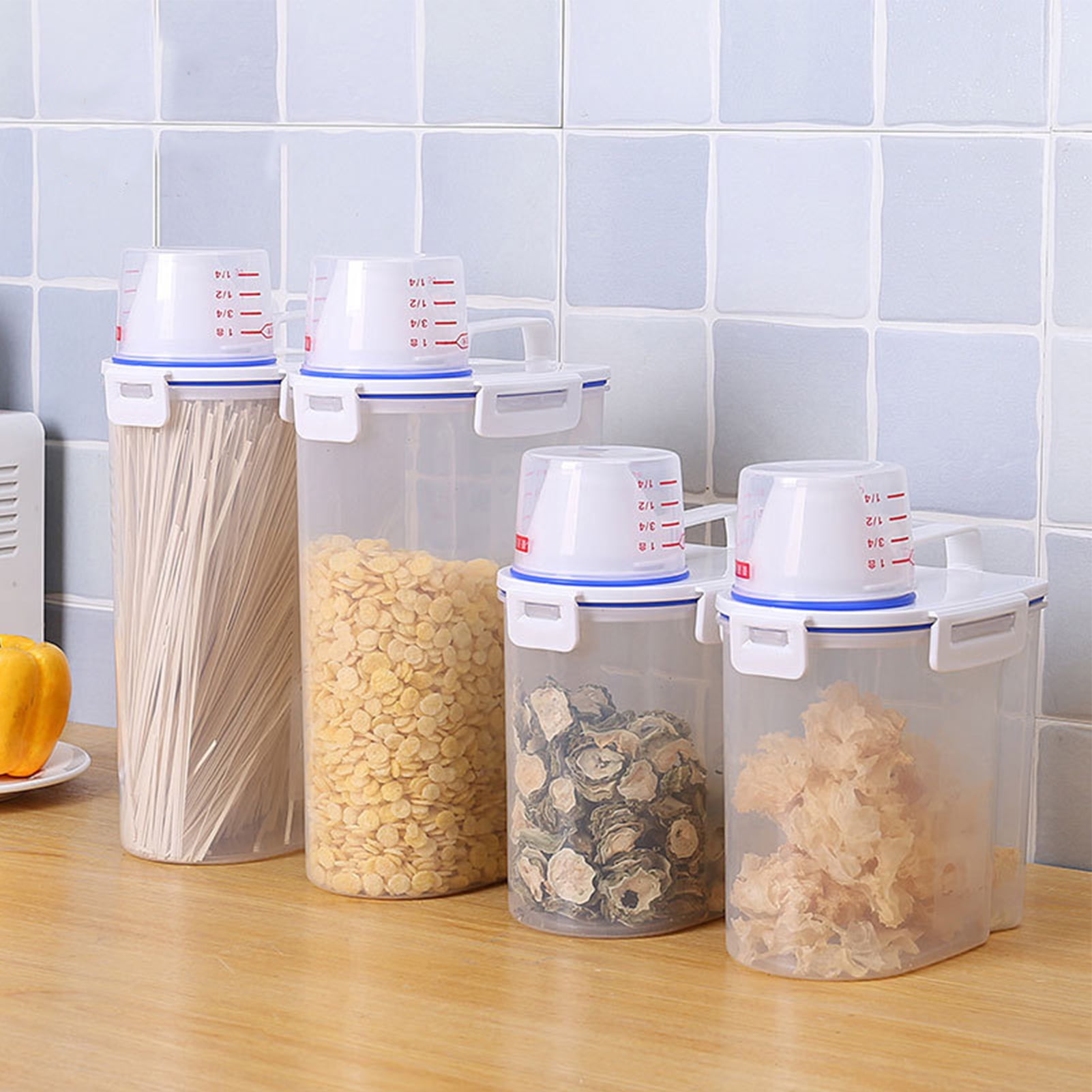 Rice Containers Airtight Large Capacity Plastic Clear Measuring Cup ...