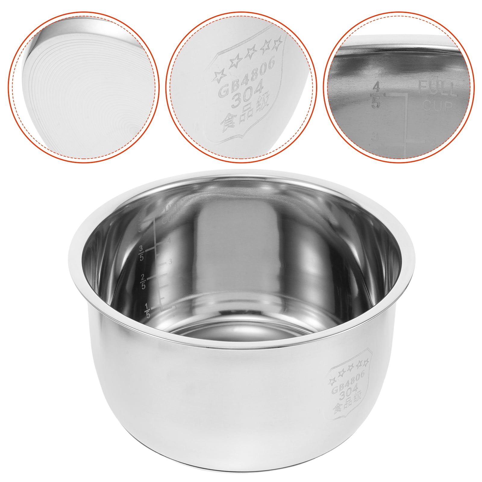 Rice Cooker Inner Pot Replacement 3L Stainless Steel Inner Pot Non ...