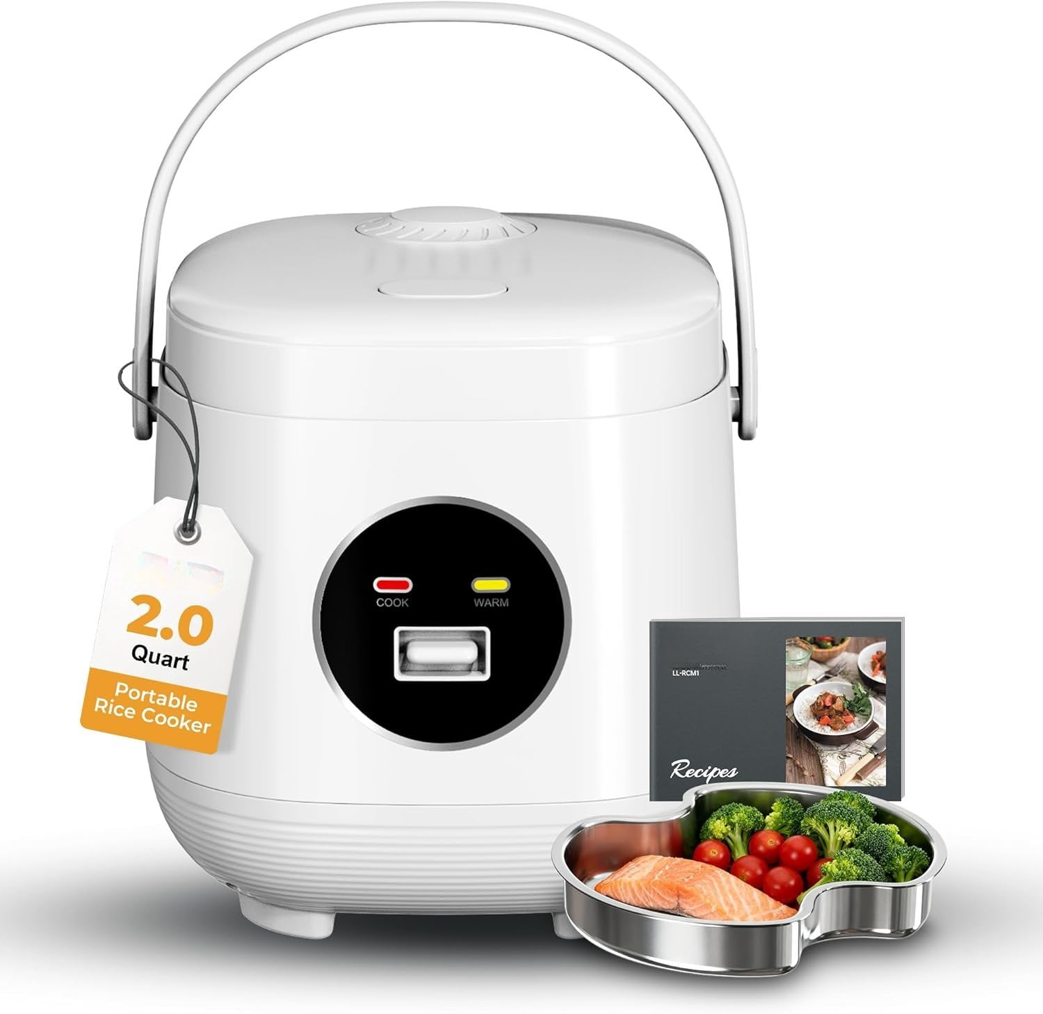 Rice Cooker Small 4 cup Uncooked,2 Quart Non- Mini Rice Cooker,With ...