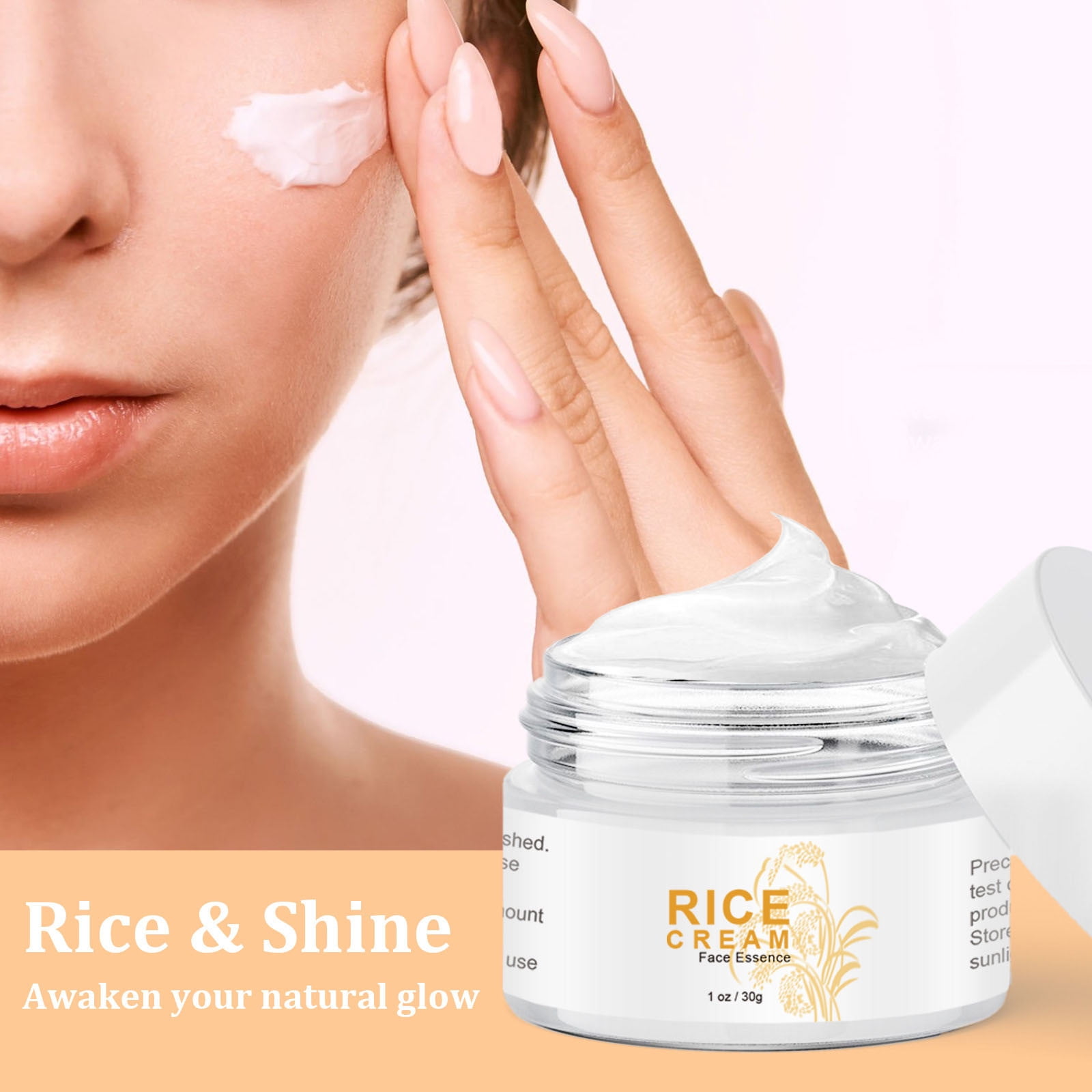 Rice Cream Facial Moisturizing Cream Deeply Moisturizes,Shrinks Pores,Lightens Spots,Evens Skin ...