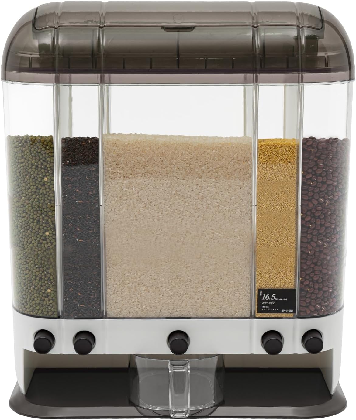 Rice Dispenser, 2 Tier 6 Grid Cereal Container Grain Dispenser with ...