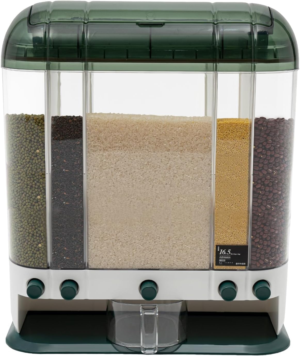 Rice Dispenser, 2 Tier 6 Grid Cereal Container Grain Dispenser with ...