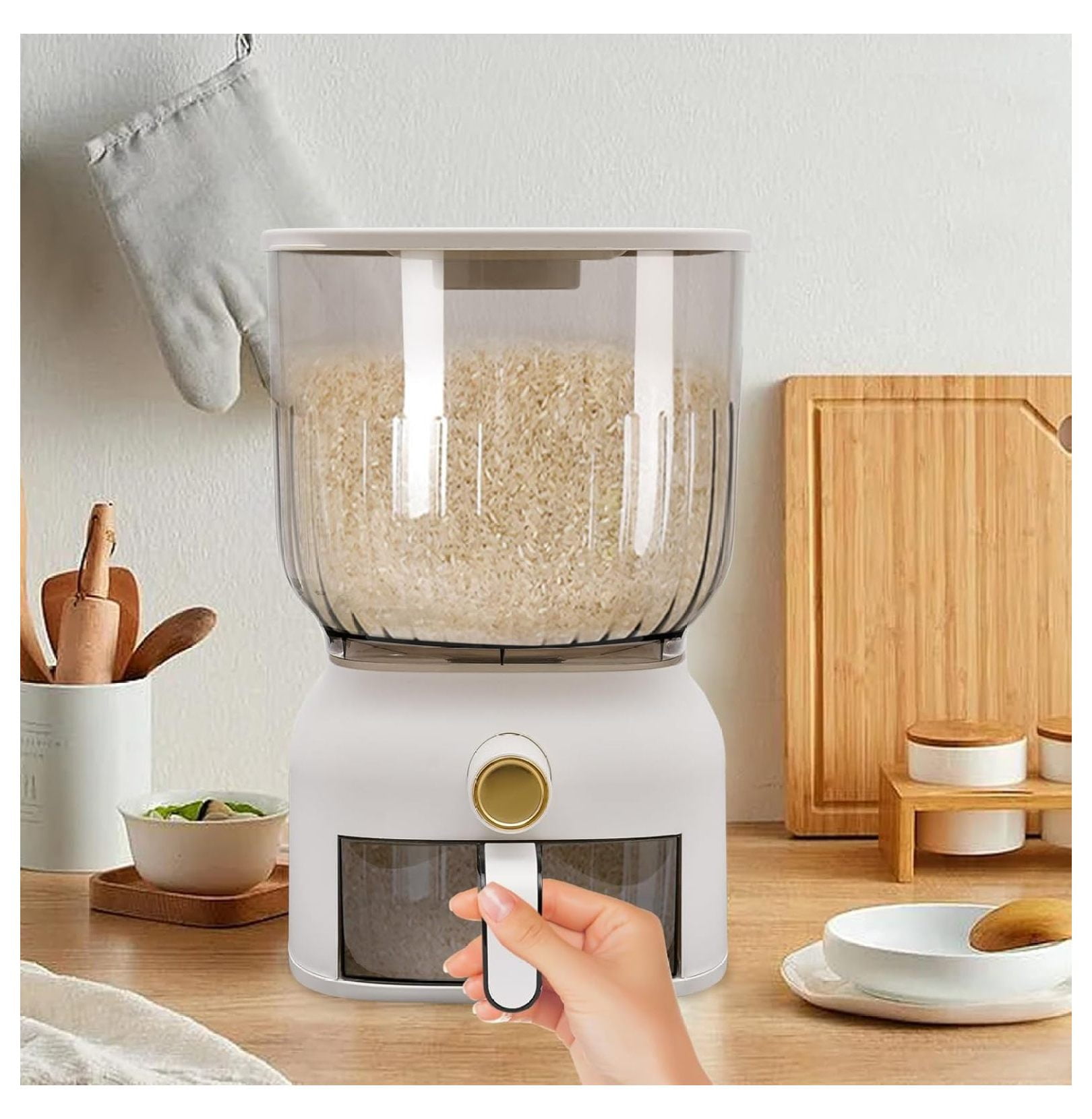 Rice Dispenser 22 Lbs,Large Grain Storage Container with Rice Cup Food ...