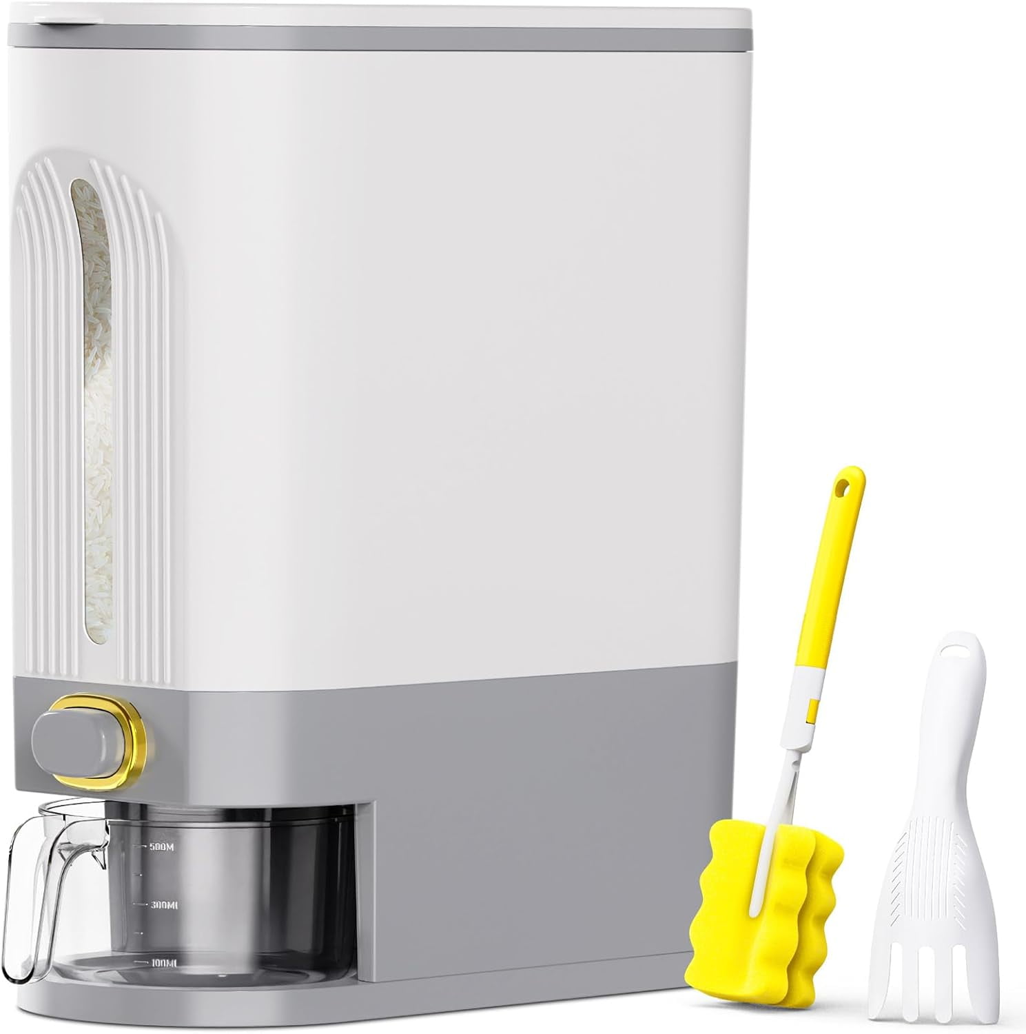 Rice Dispenser,22Lbs-25Lbs Rice Container with Measuring Cup, Upgraded ...
