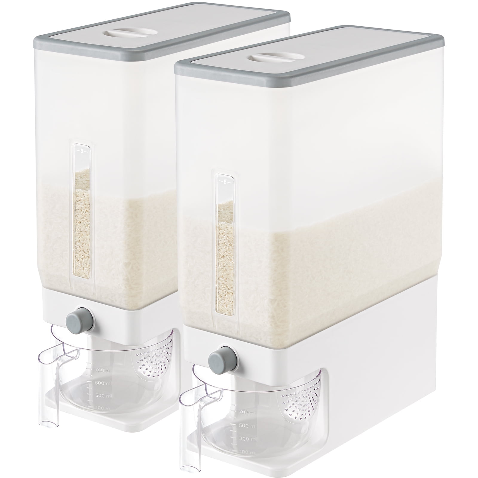 Rice Dispenser 25 Lbs 2Pcs, Rice Storage Container Moisture Proof ...