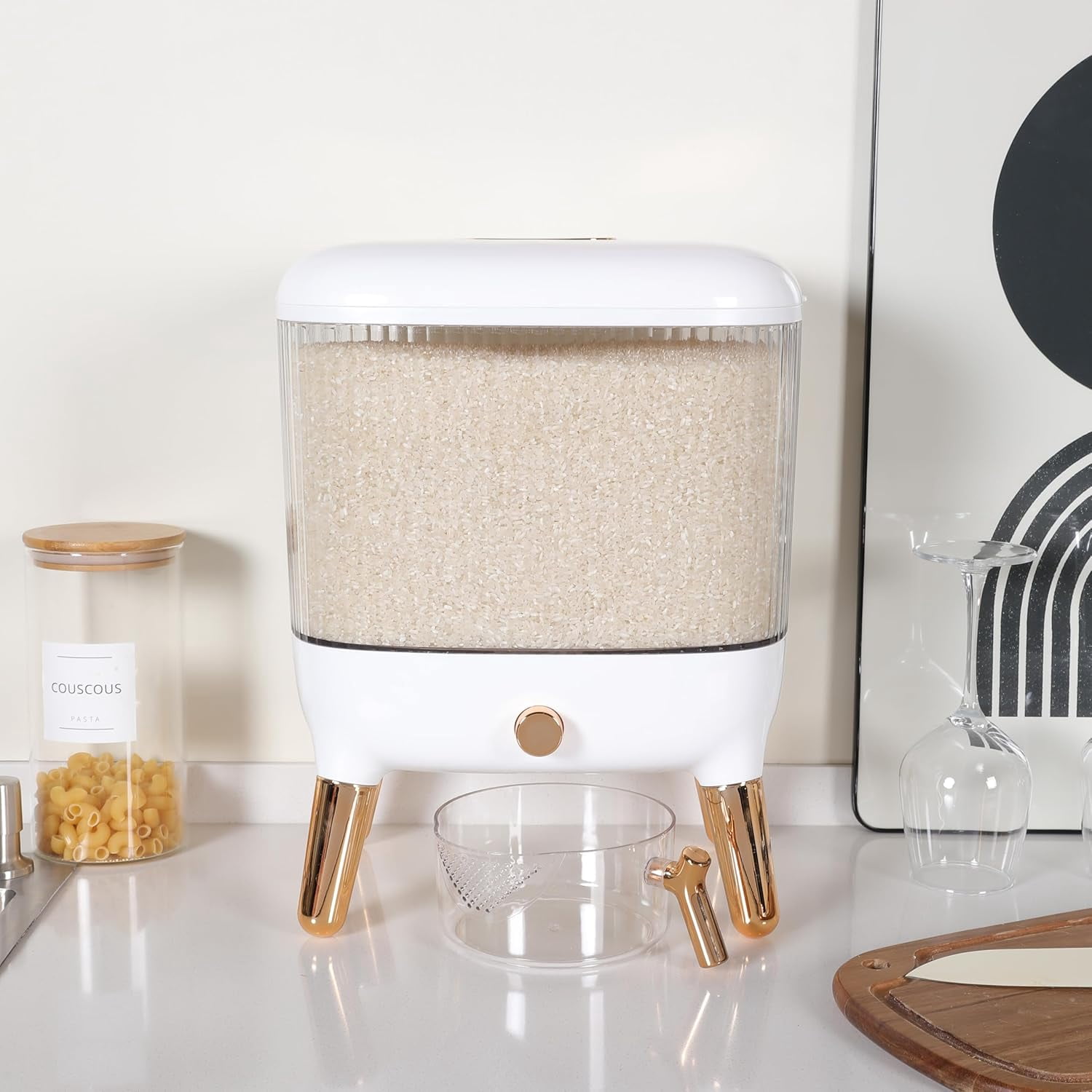 Rice Dispenser 25 Lbs Kitchen Countertop - Rice & Flour Dispenser ...
