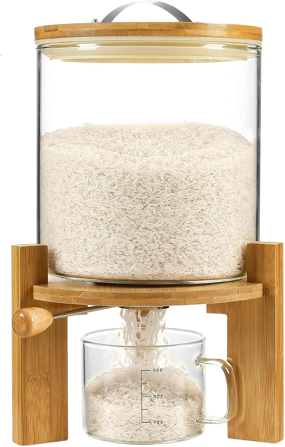 Rice Dispenser 5L, Grain Dispenser Glass Bucket, Cereal Dispenser ...