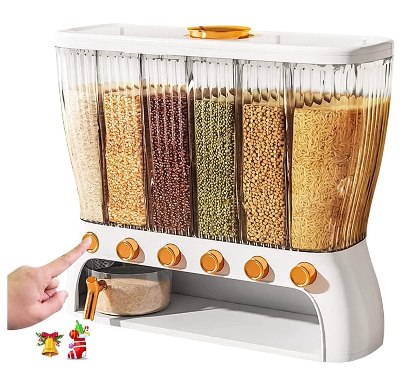 Rice Dispenser - 6 Grid Bulk Food Storage Container & Organizer ...