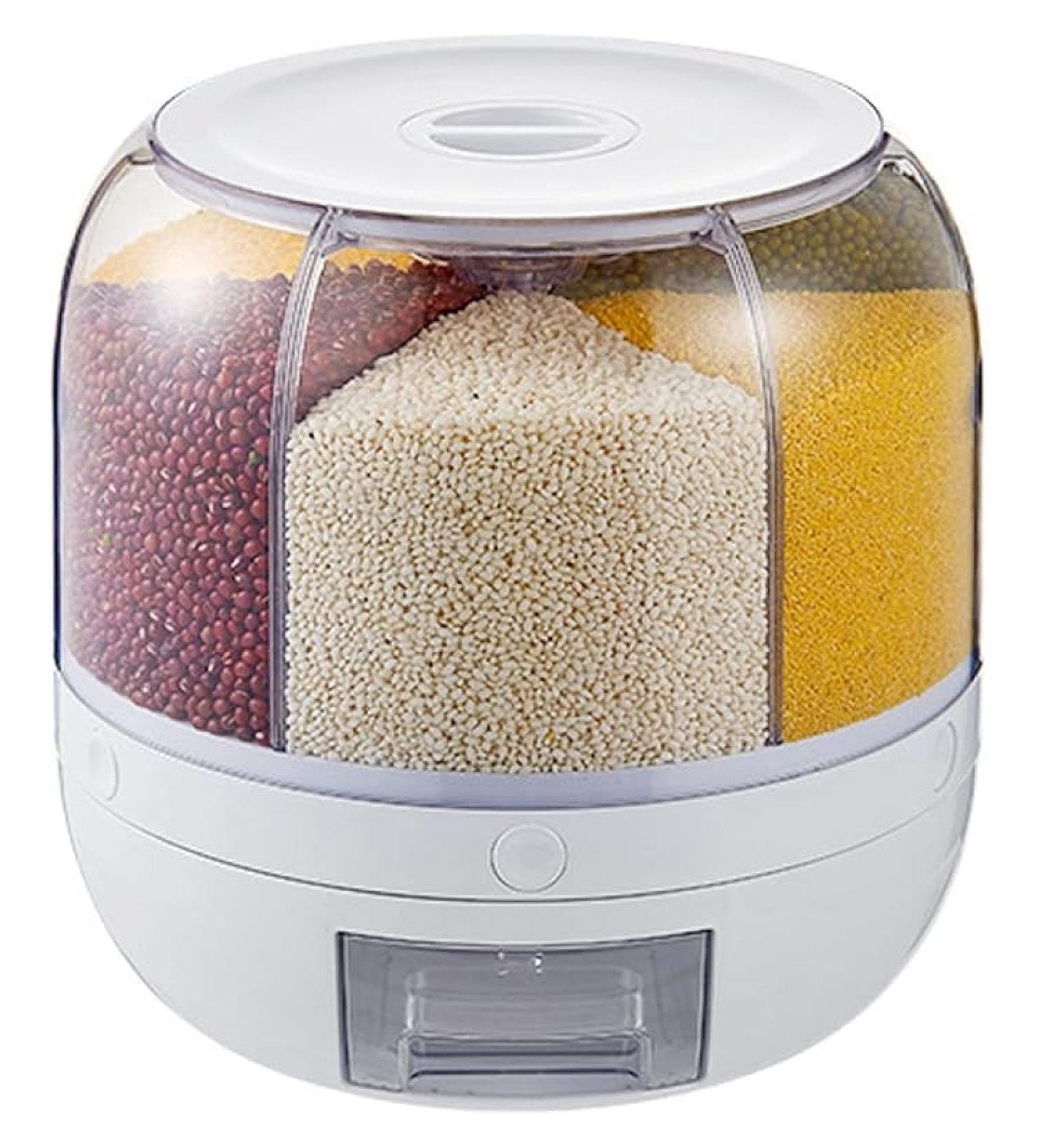Rice Dispenser 6 Grid, Rotating Cereal Container - 10KG Dry Food ...