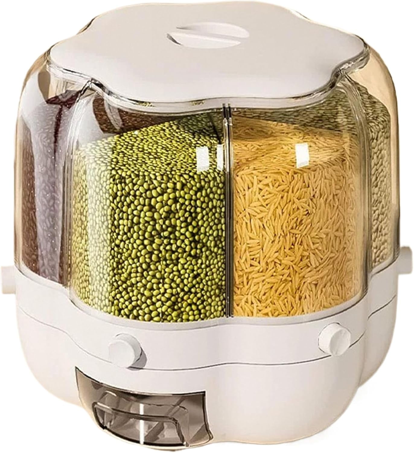 Rice Dispenser Cereal Containers Storage:14.3Lbs 6 Compartment Grain ...