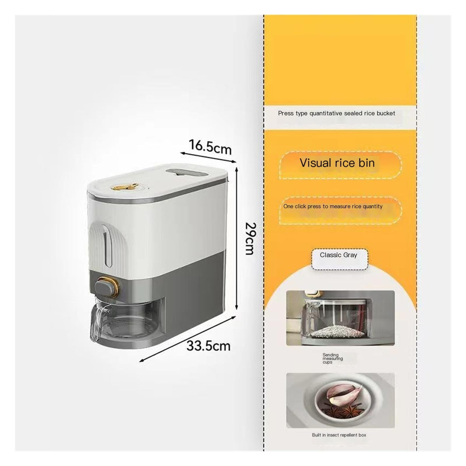 Rice Dispenser, Cereal Containers Storage Sealed Moisture Proof, Cereal ...