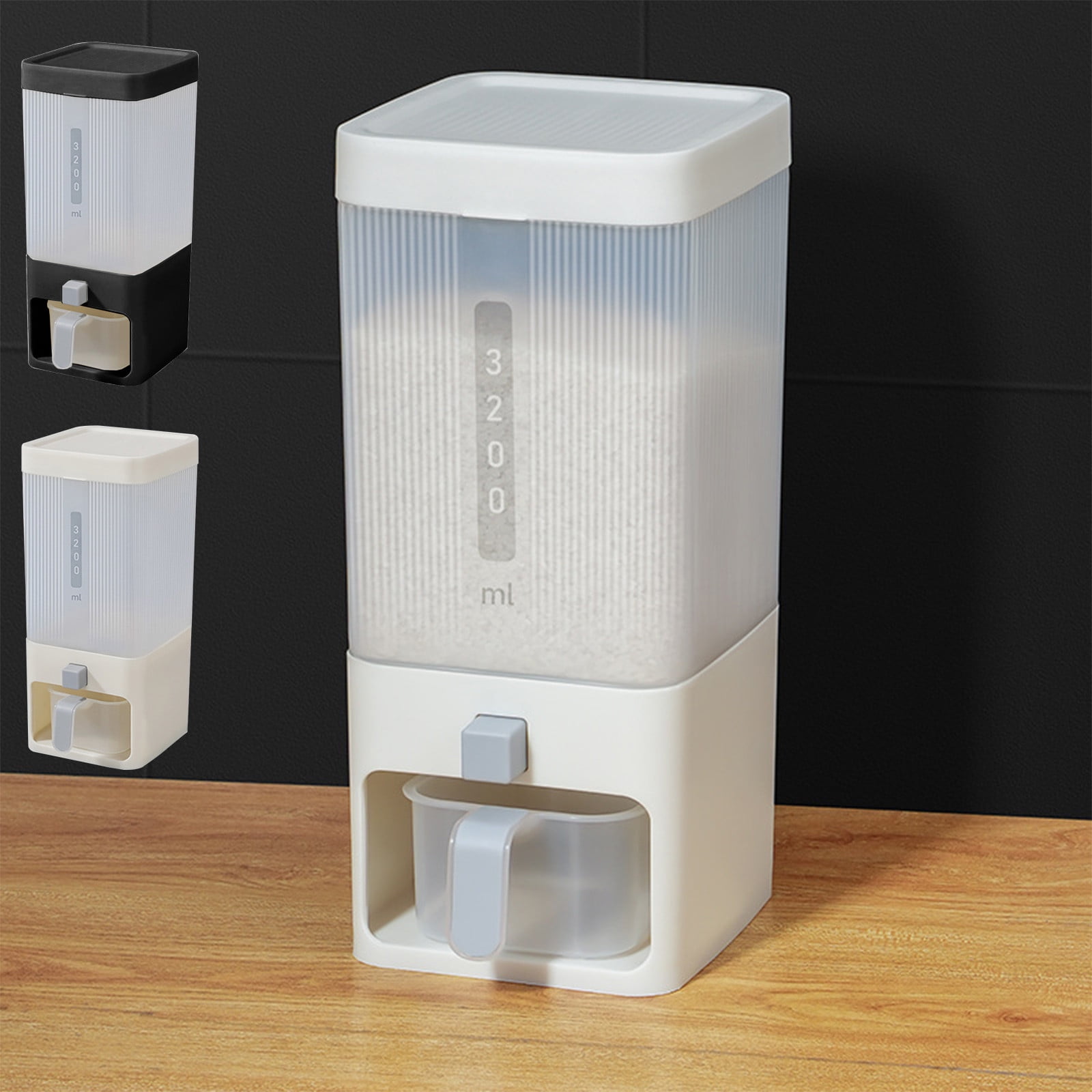 Rice Dispenser, Large Grain Container Storage with Lid Measuring ...