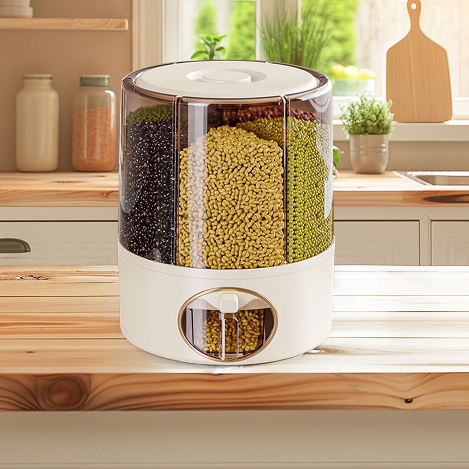 Rice Dispenser, Large Grain Container Storage with Lid Measuring ...
