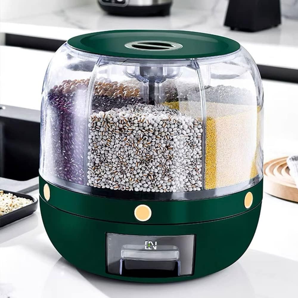 Rice Dispenser, Rice and Grain Storage Container, 360°Rotating Food ...