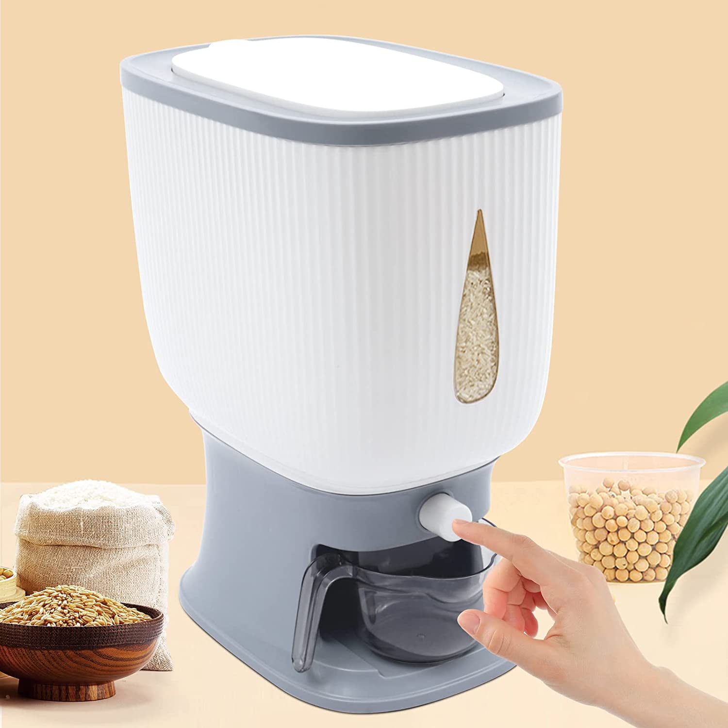 Rice Dispenser, Rice Storage Large Sealed Countertop Grain Container ...
