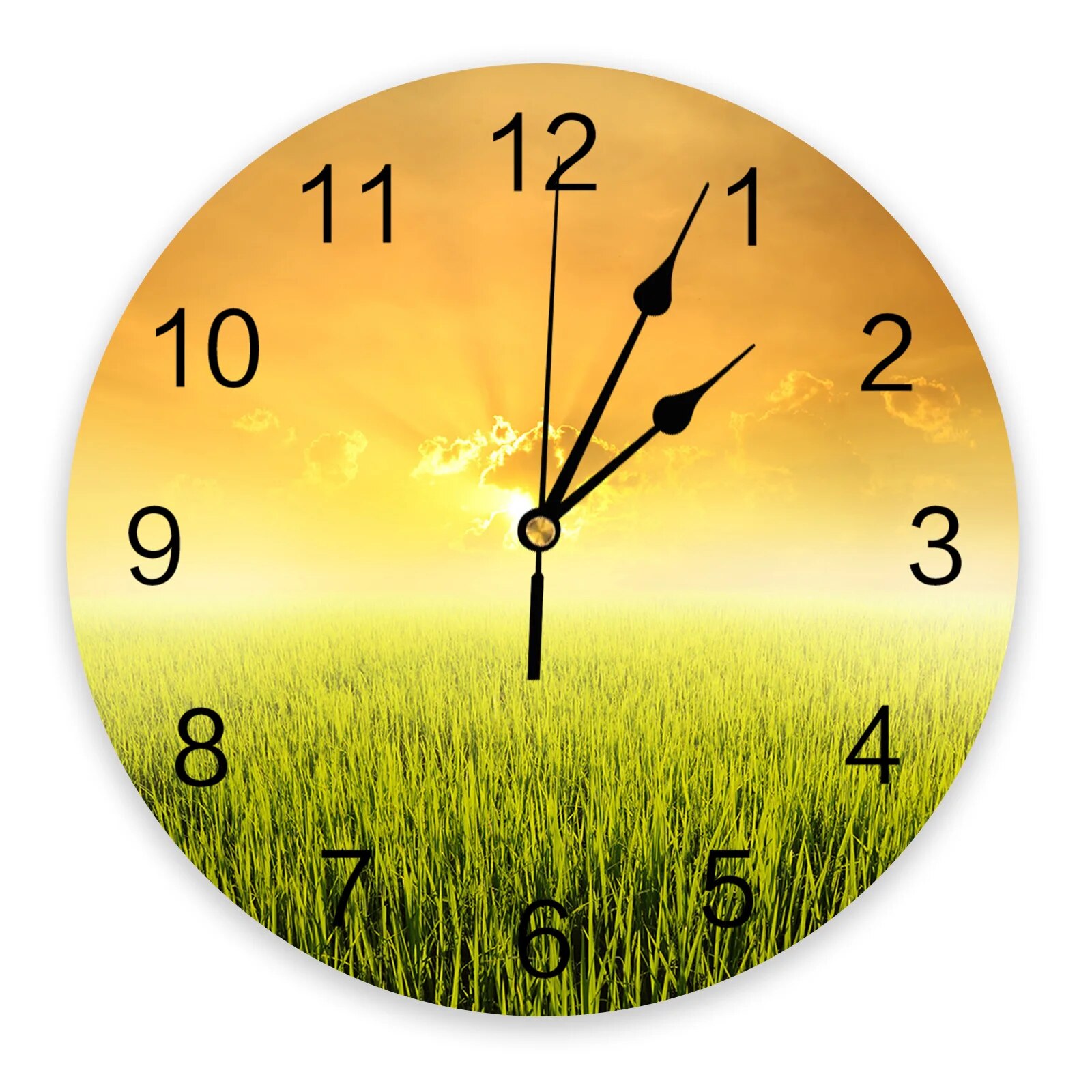 Rice Field Sunset Clocks Wall Home Decor Modern Kitchen Room Bedroom ...