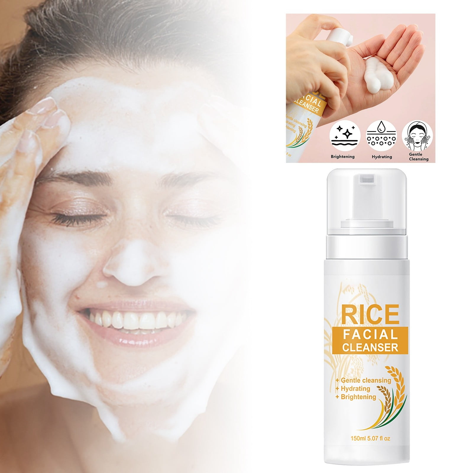Rice Foam Cleanser â Gentle Korean Face Wash with Rice Extract ...